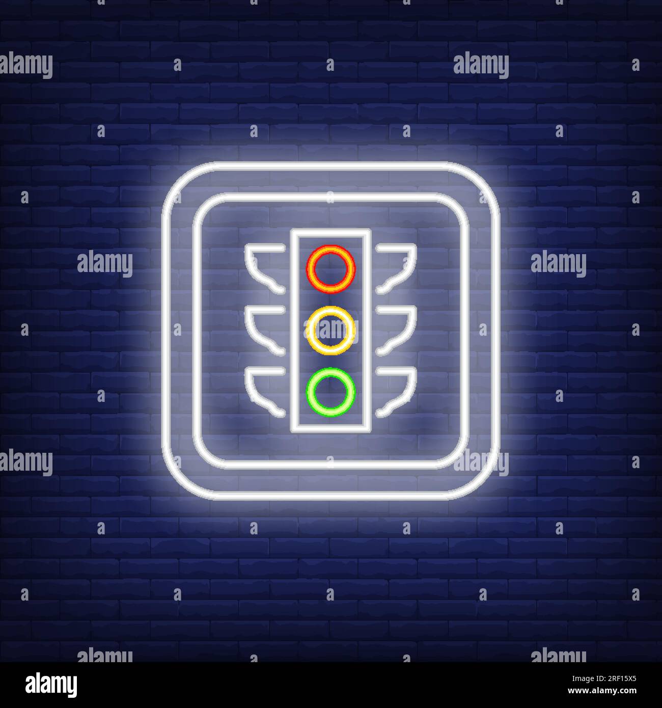 Traffic light in square neon sign Stock Vector Image & Art - Alamy