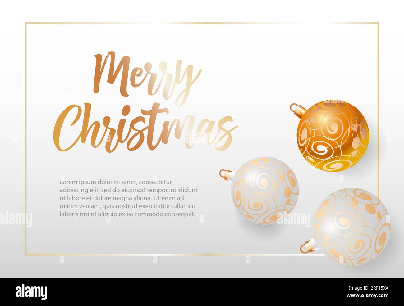 Merry Christmas lettering in frame with baubles Stock Vector Image ...