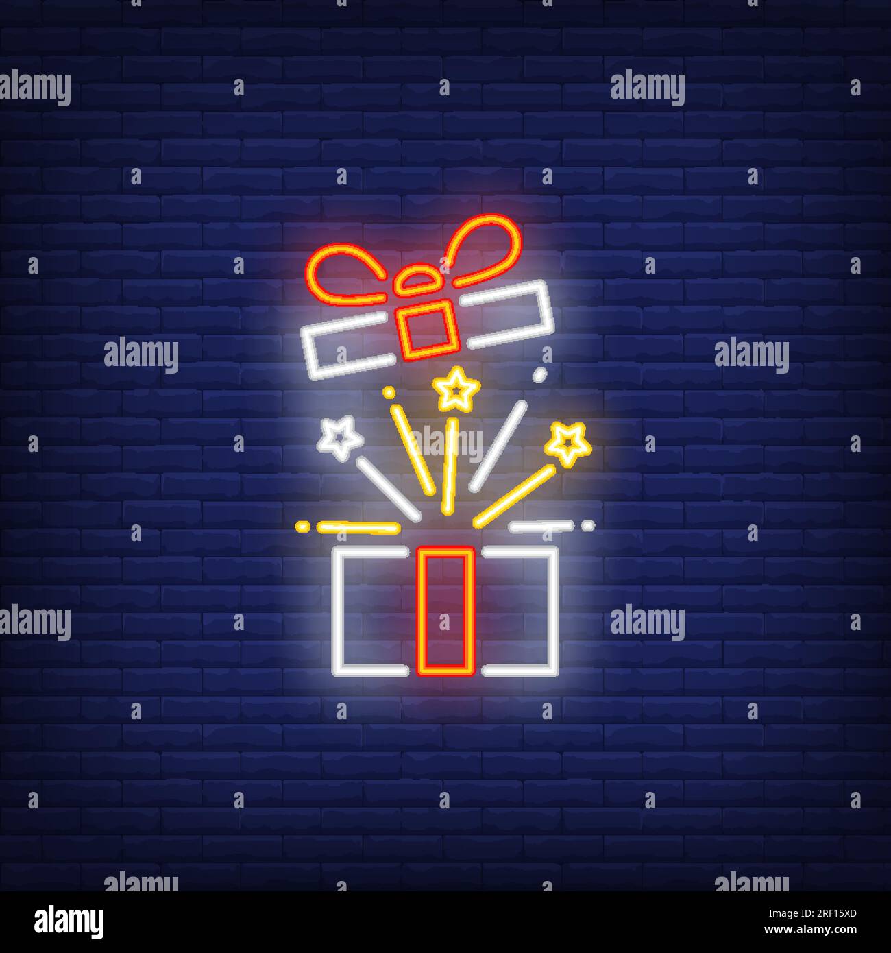 Gift box explosion neon sign Stock Vector Image & Art - Alamy