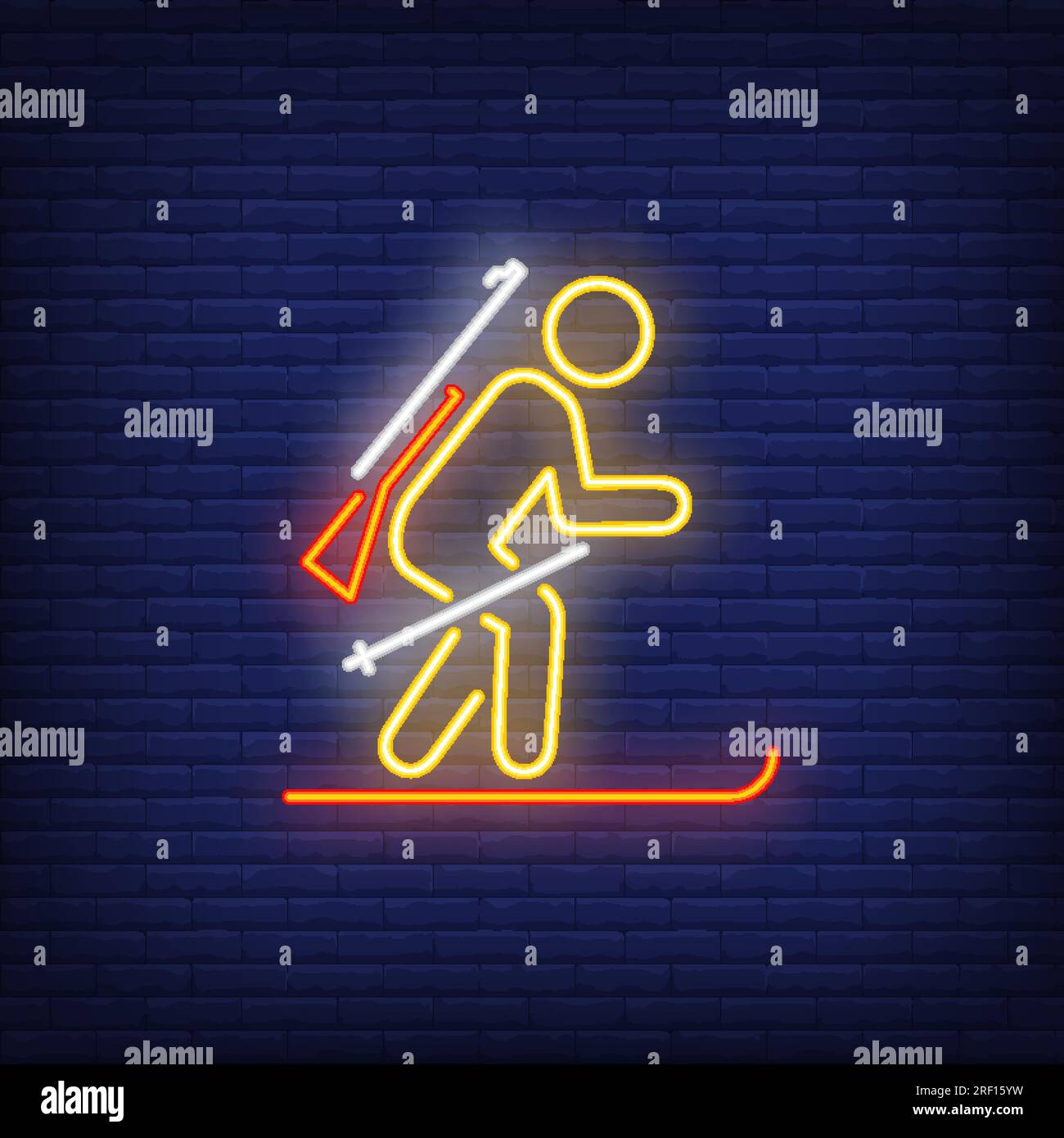 Cross country skier neon sign Stock Vector Image & Art - Alamy