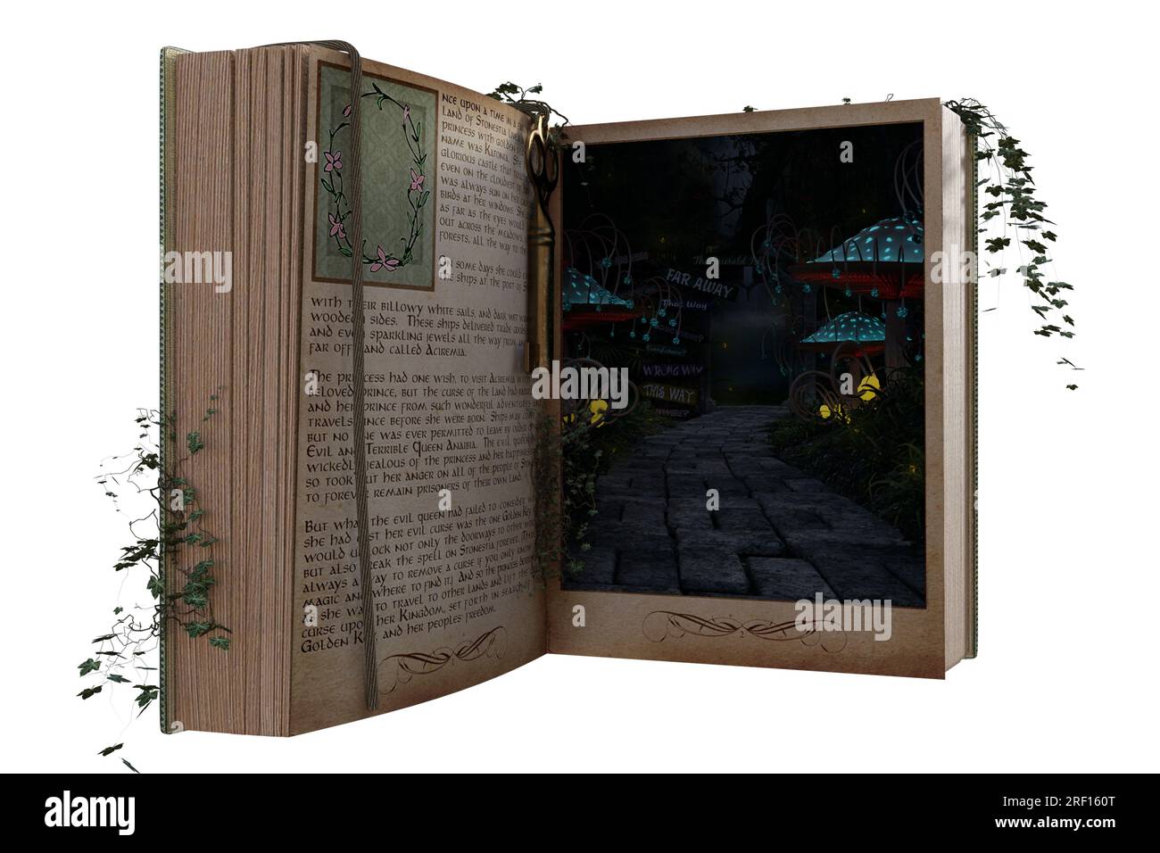 Fantasy Open Book Portal isolated on white, 3d render Stock Photo - Alamy