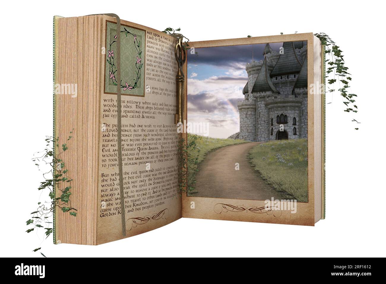 Fantasy Open Book Portal isolated on white, 3d render Stock Photo - Alamy
