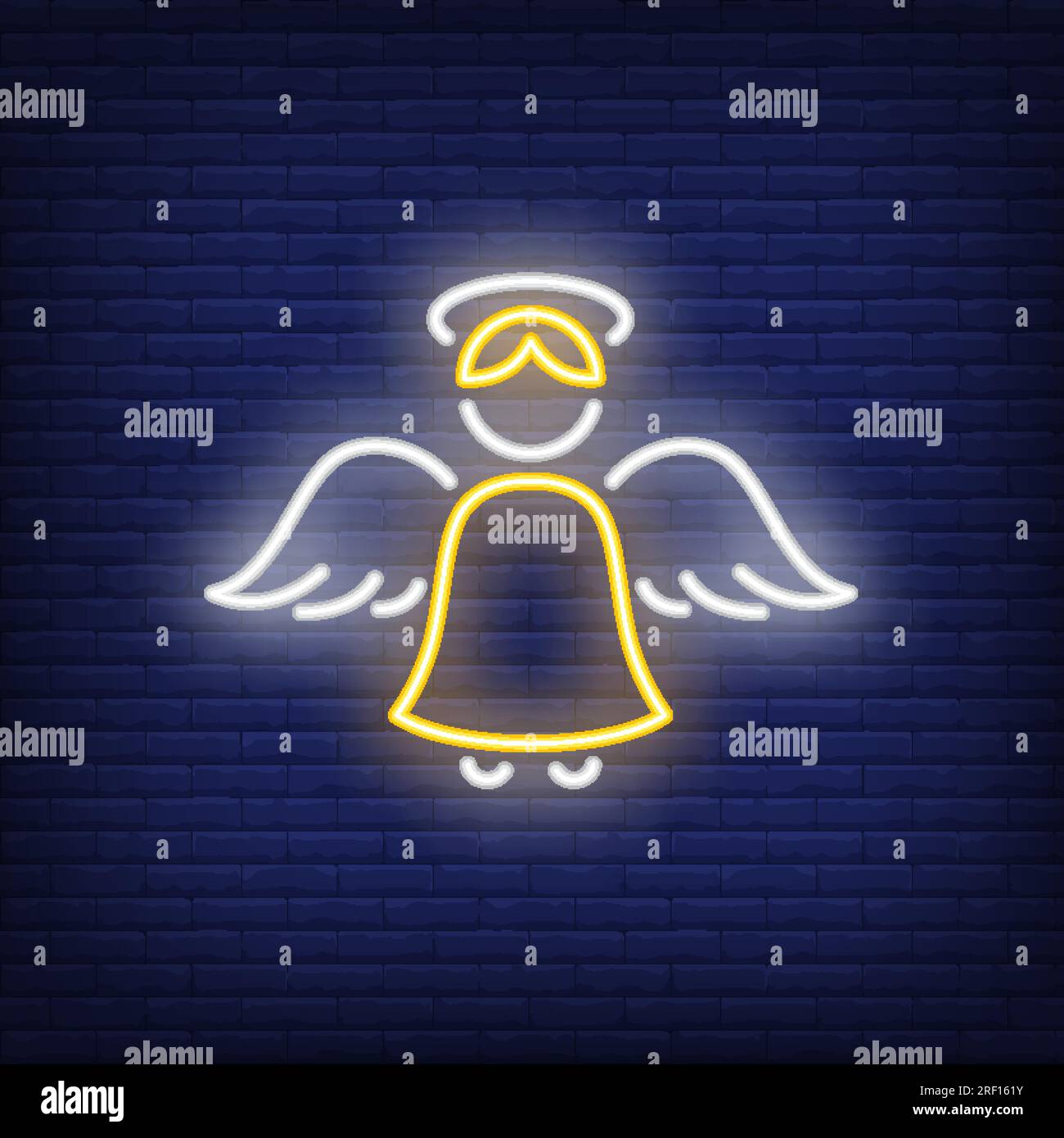 Cute angel with wings neon sign Stock Vector Image & Art - Alamy