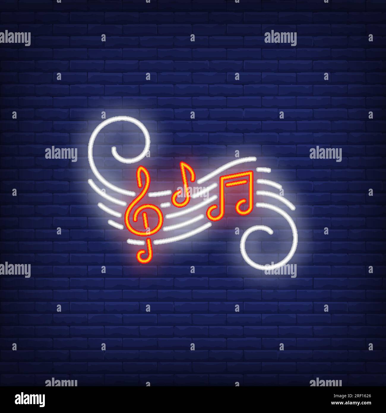 Music notes and treble clef neon sign Stock Vector Image & Art - Alamy