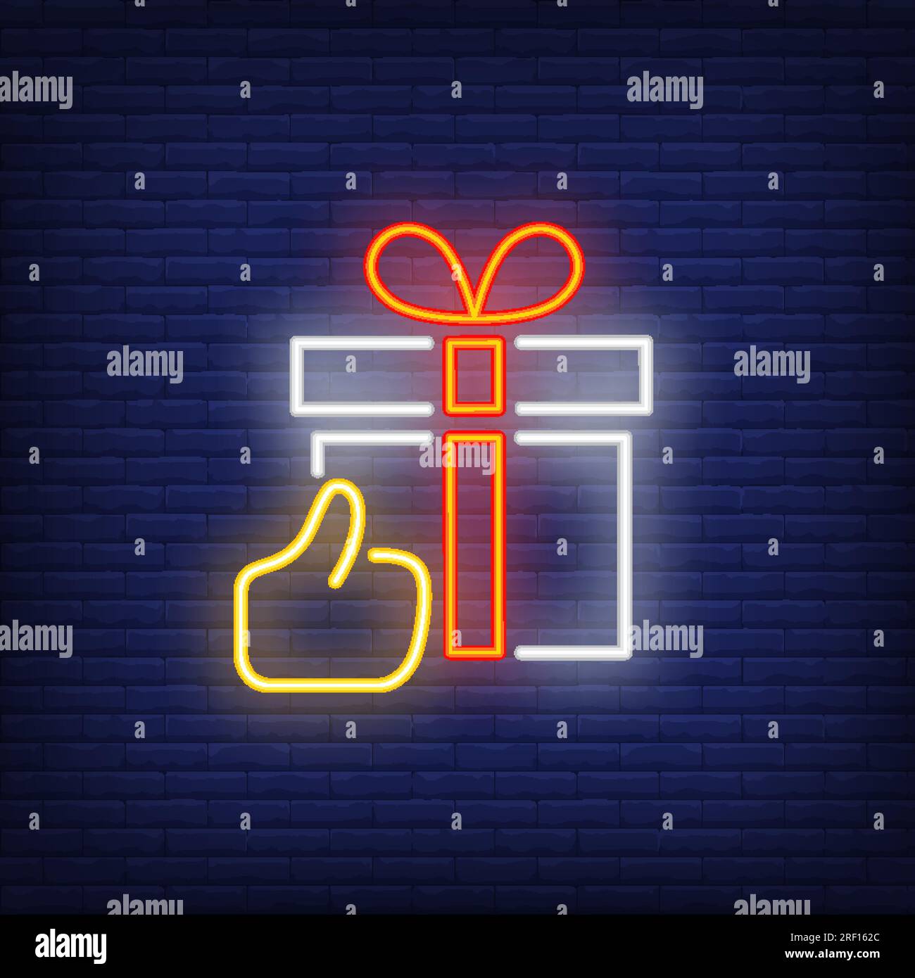 Gift box and thumb up neon sign Stock Vector Image & Art - Alamy