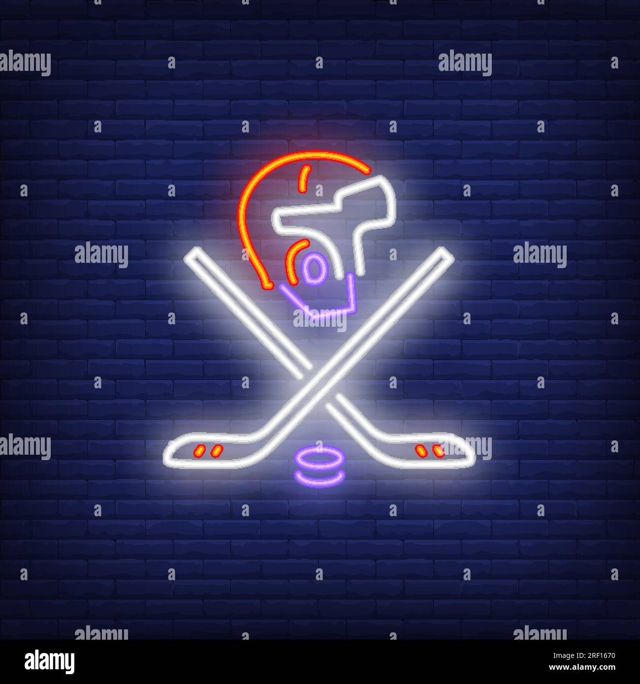 Hockey helmet, crossed sticks and puck neon sign Stock Vector Image ...
