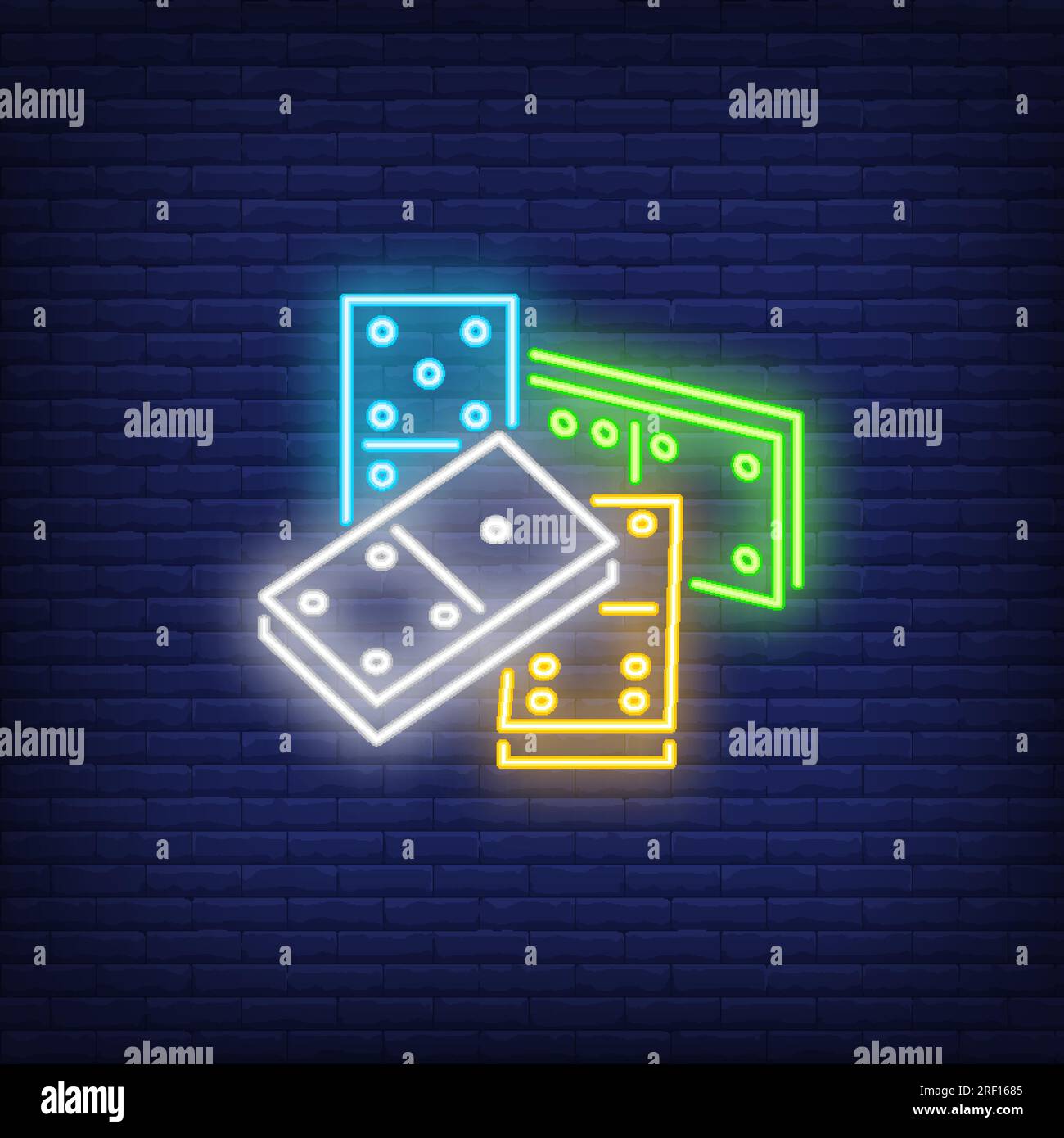 Four bright dominoes tiles neon sign Stock Vector Image & Art - Alamy