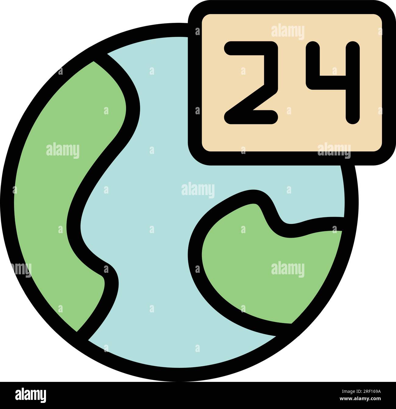 Atlas timezone icon outline vector. International map. Local zone color ...