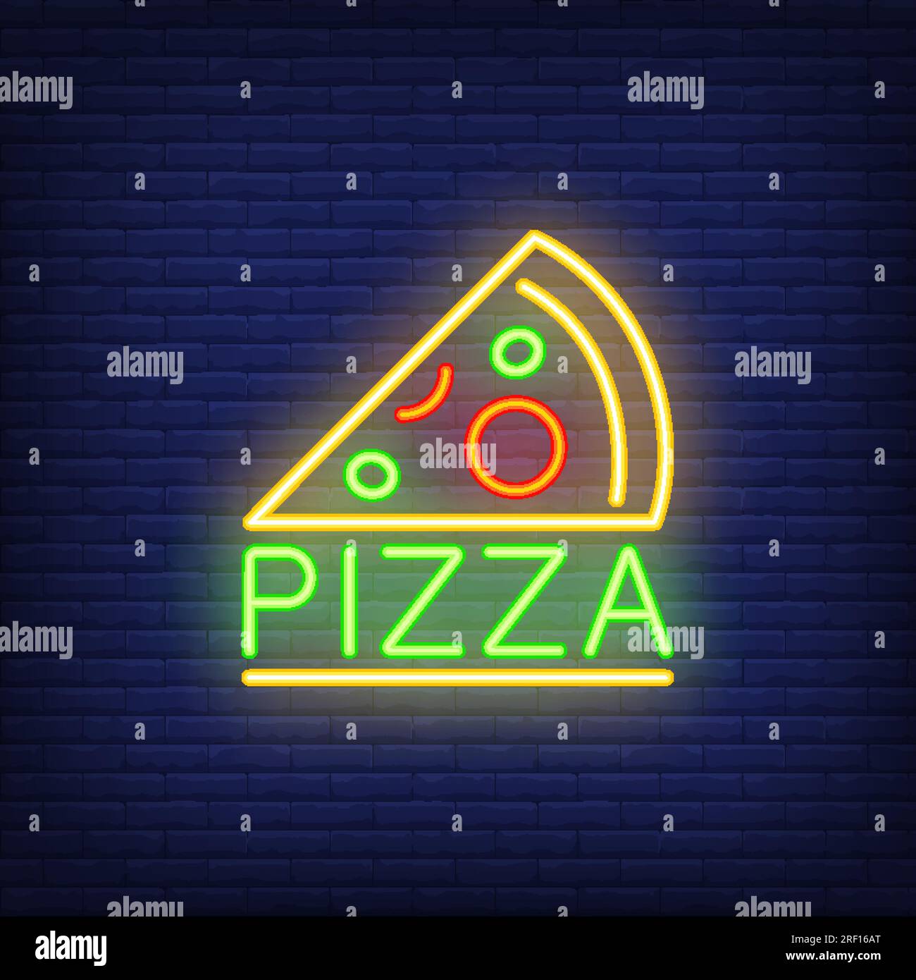 Neon pizza logo Stock Vector Images - Alamy