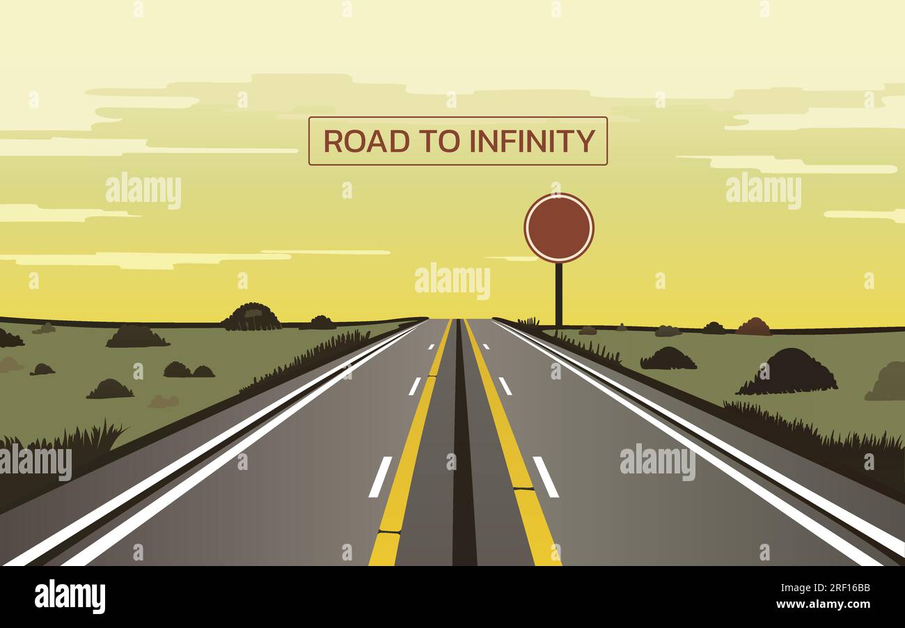Road to infinity, vacation trip, banner horizon road sky. Vector ...
