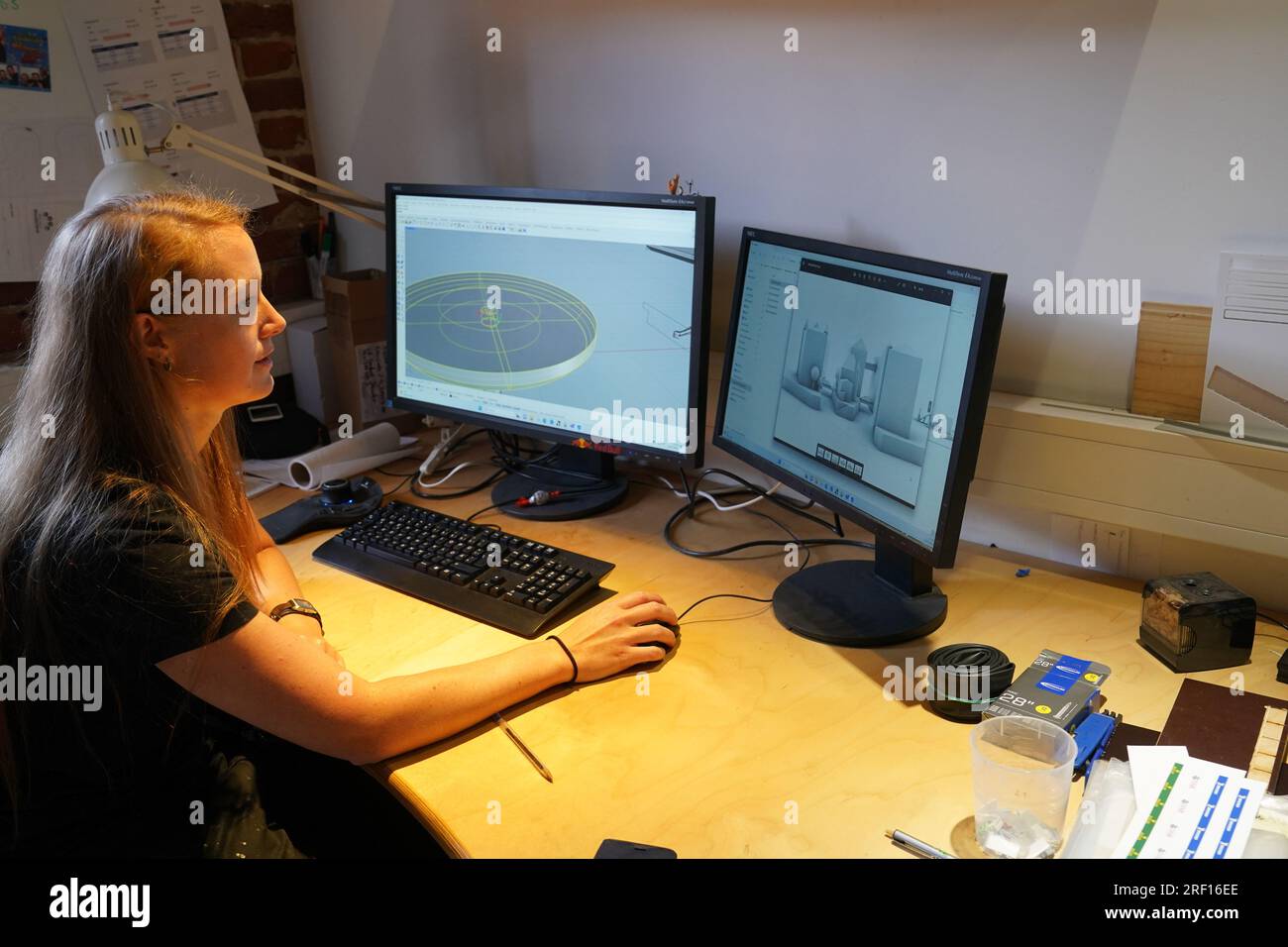 Hamburg, Germany. 18th July, 2023. Model maker Tanja Schlabitz works on ...