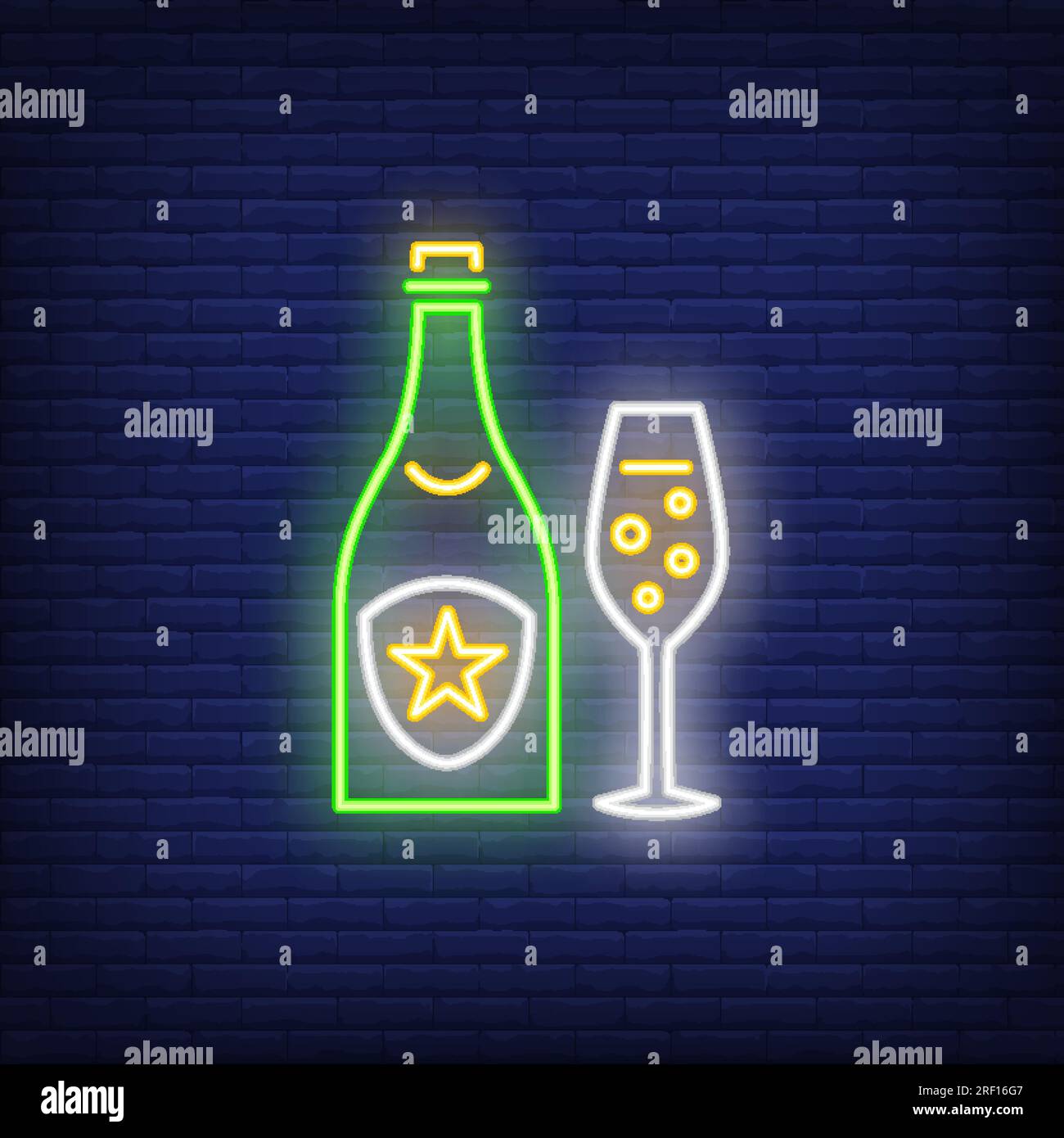 Champagne bottle and glass neon sign Stock Vector Image & Art - Alamy
