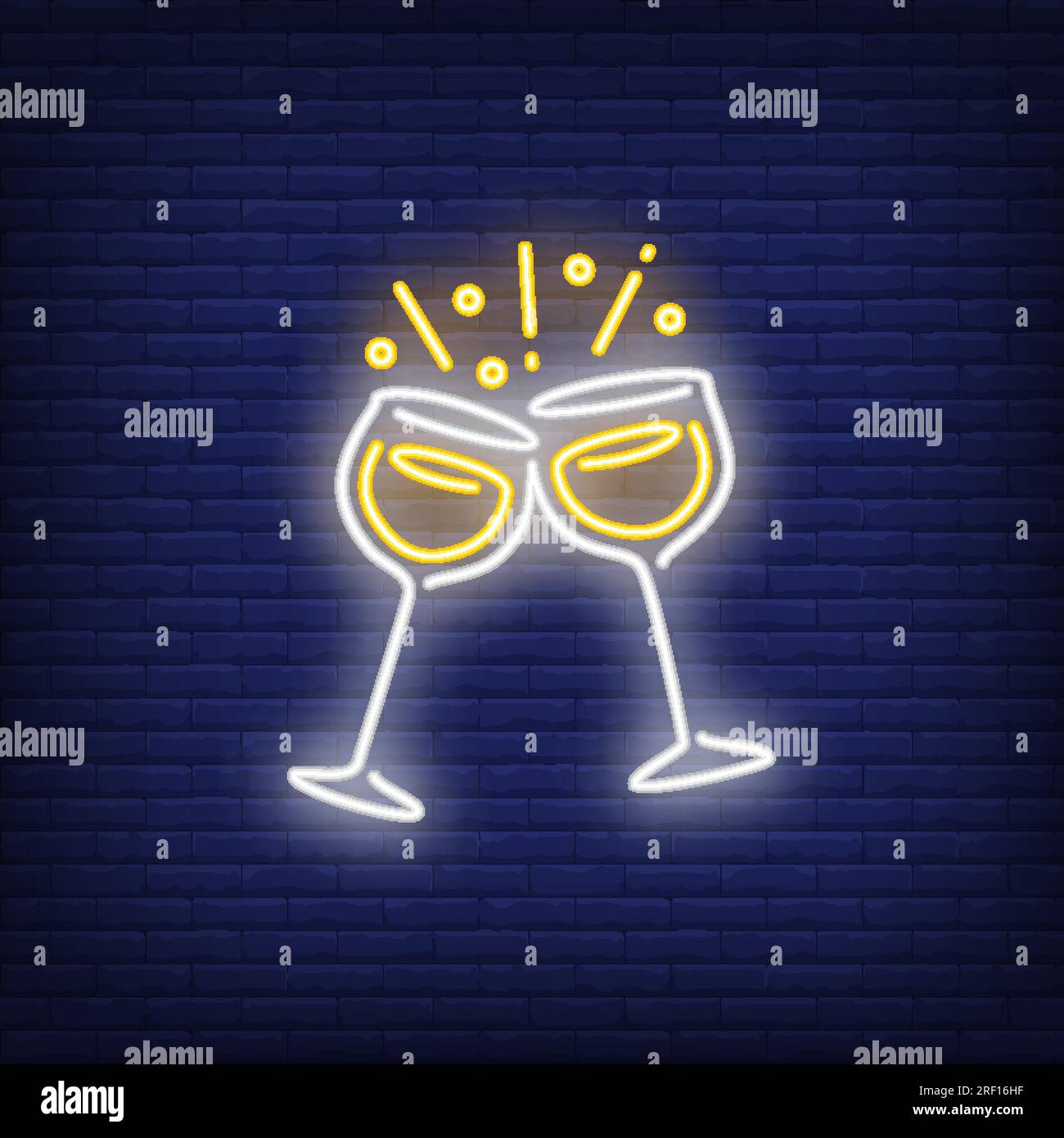 Two champagne goblets clinking and sparkling neon sign Stock Vector ...