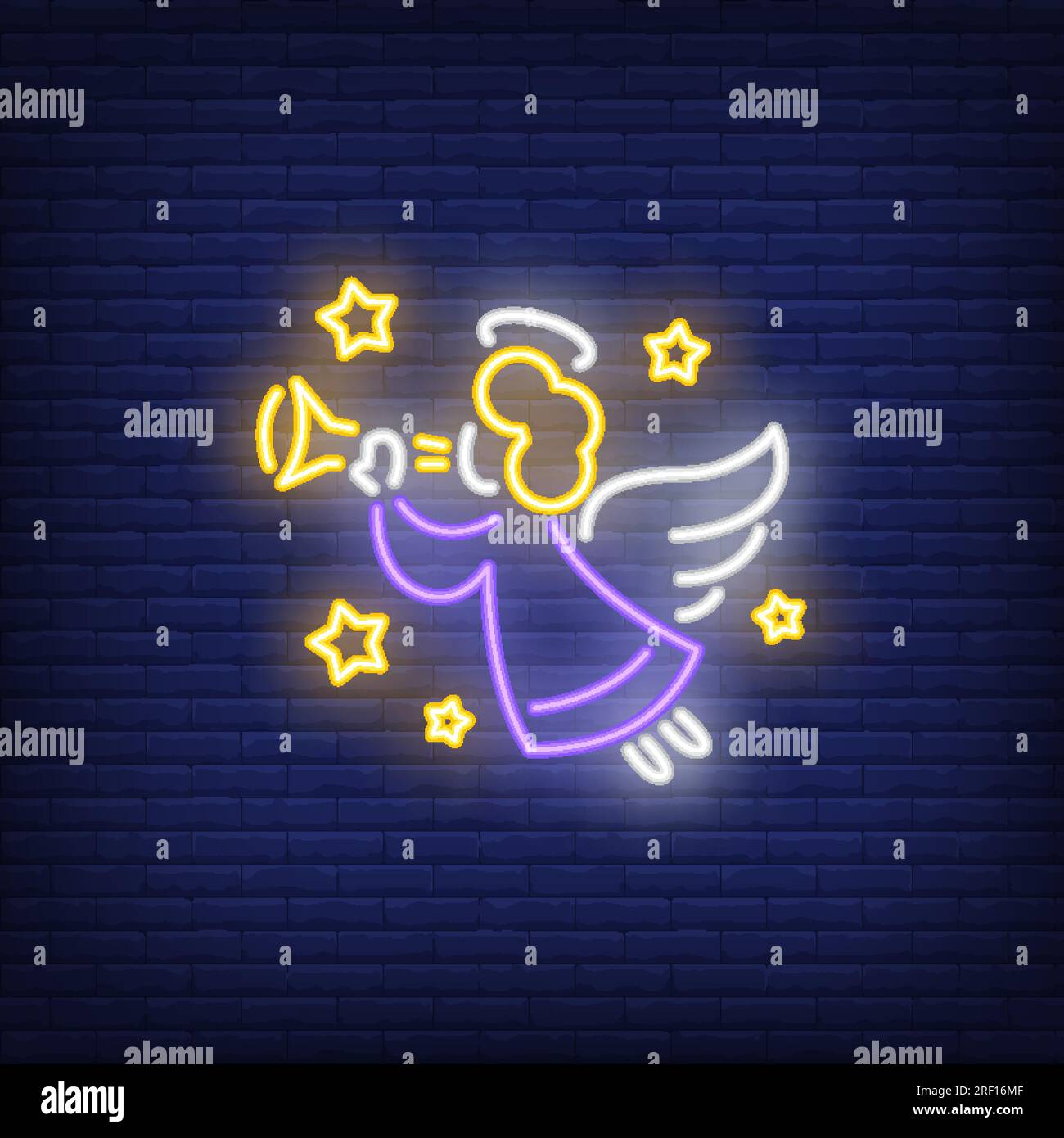 Angel blowing trumpet neon sign Stock Vector Image & Art - Alamy