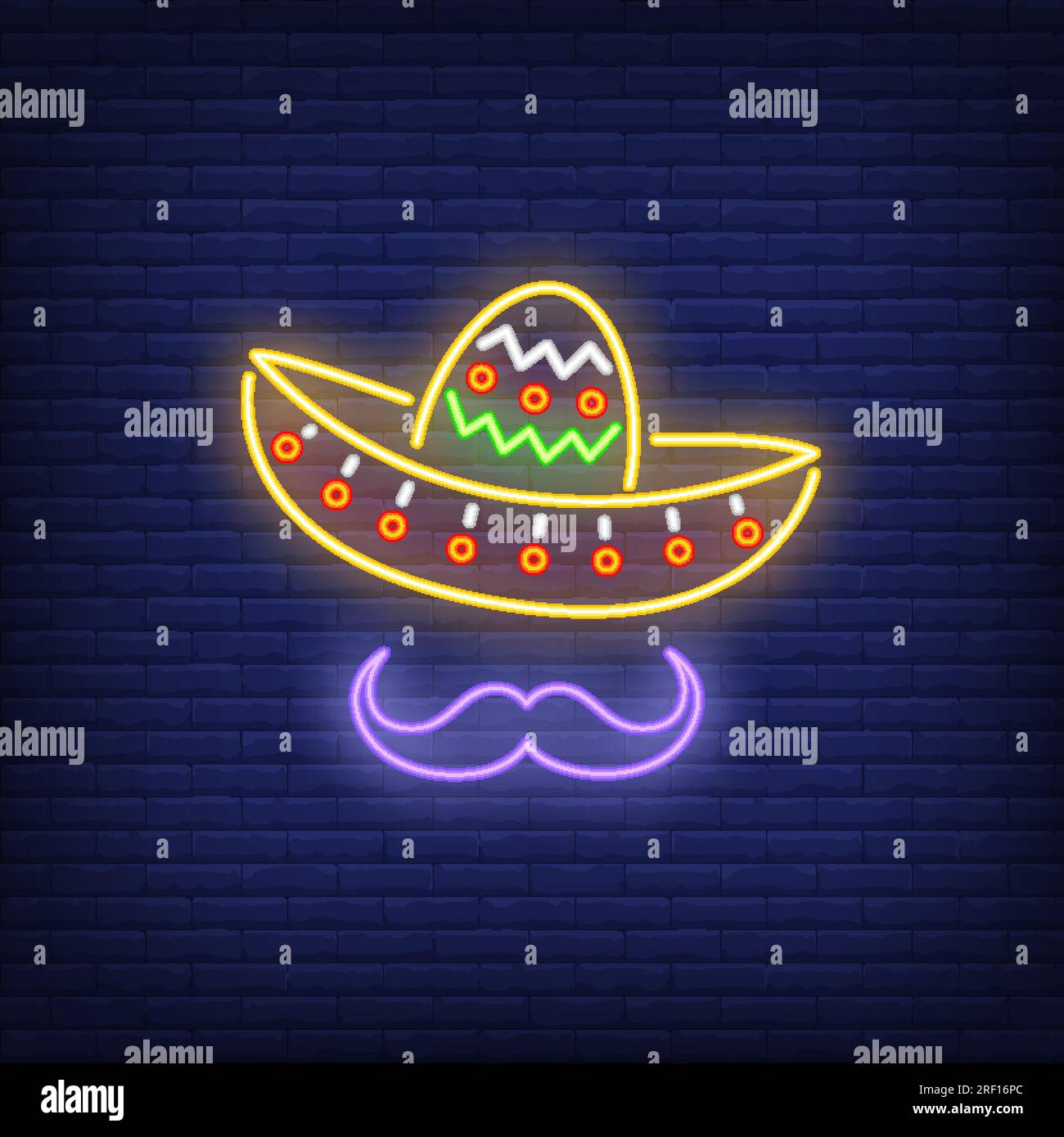 Festive sombrero and moustache neon sign Stock Vector Image & Art - Alamy
