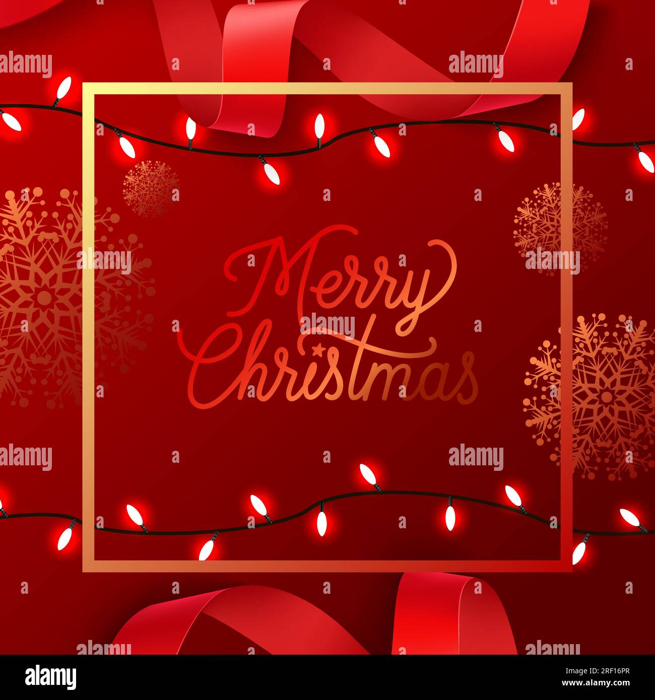 Merry Christmas red and golden stylish postcard design Stock Vector ...