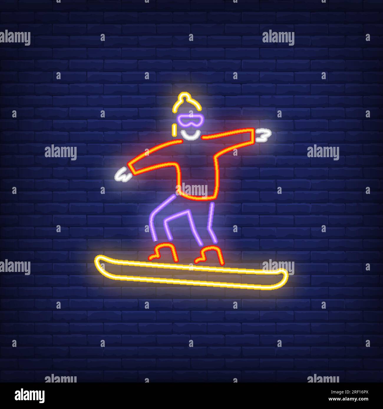 Snowboarding man neon sign Stock Vector Image & Art - Alamy