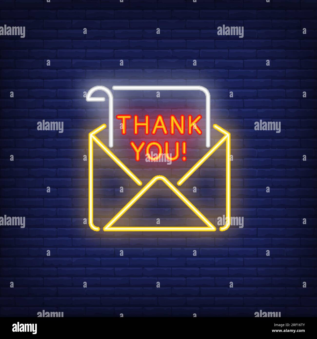 Thank you neon text on letter in envelope Stock Vector Image & Art - Alamy