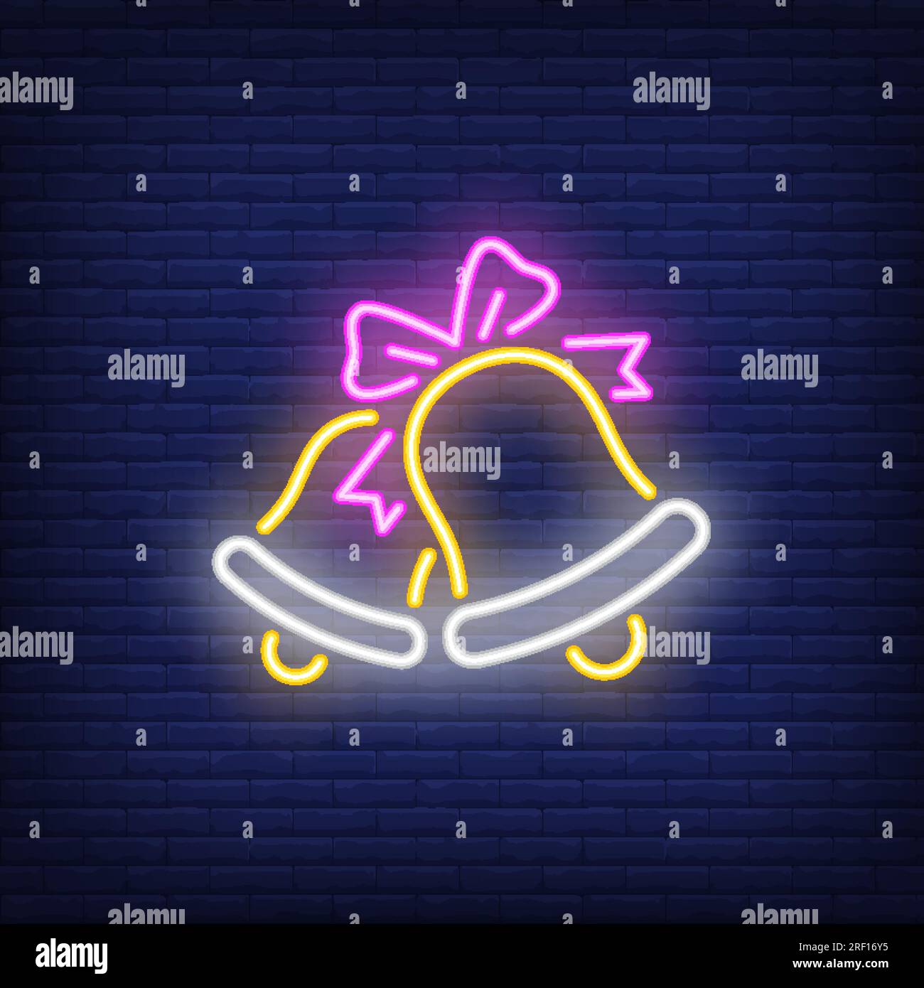 Two bells with ribbon bow neon sign Stock Vector Image & Art - Alamy
