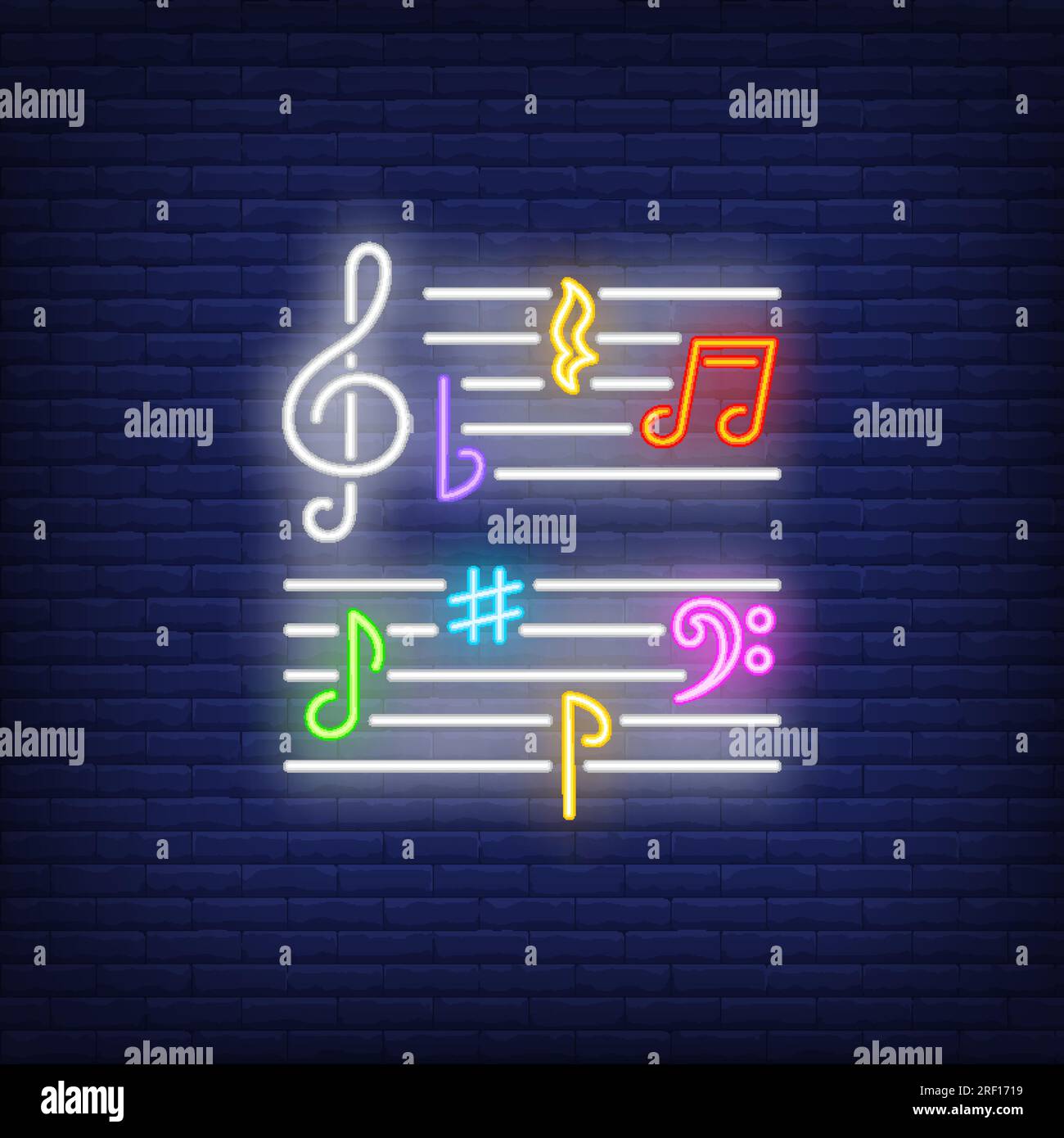 Various music notes neon sign Stock Vector Image & Art - Alamy
