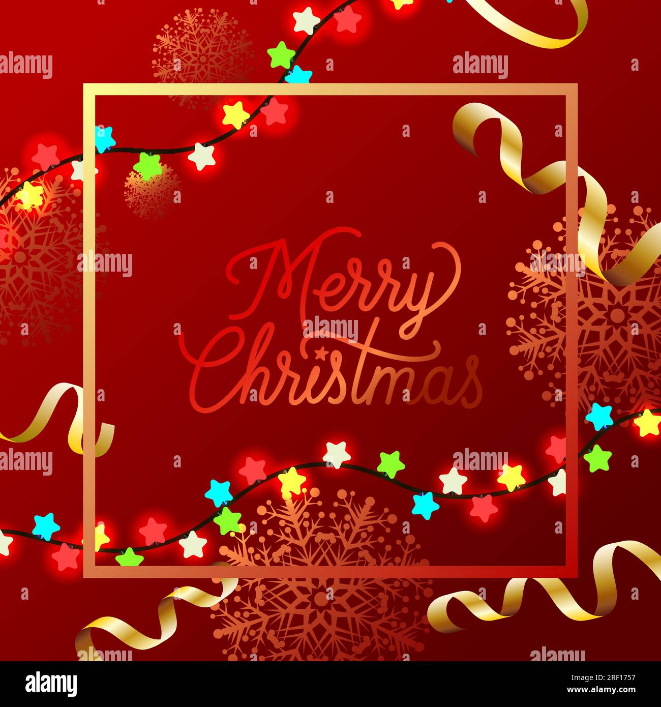 Merry Christmas red poster design with garlands Stock Vector Image ...