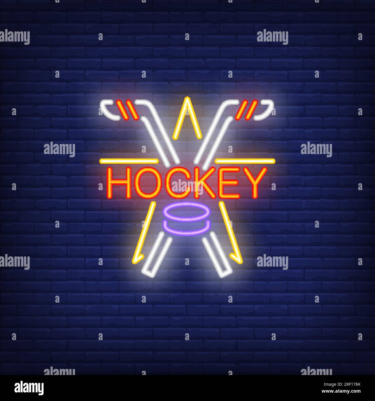 Hockey club neon symbol with crossed sticks and puck Stock Vector Image ...