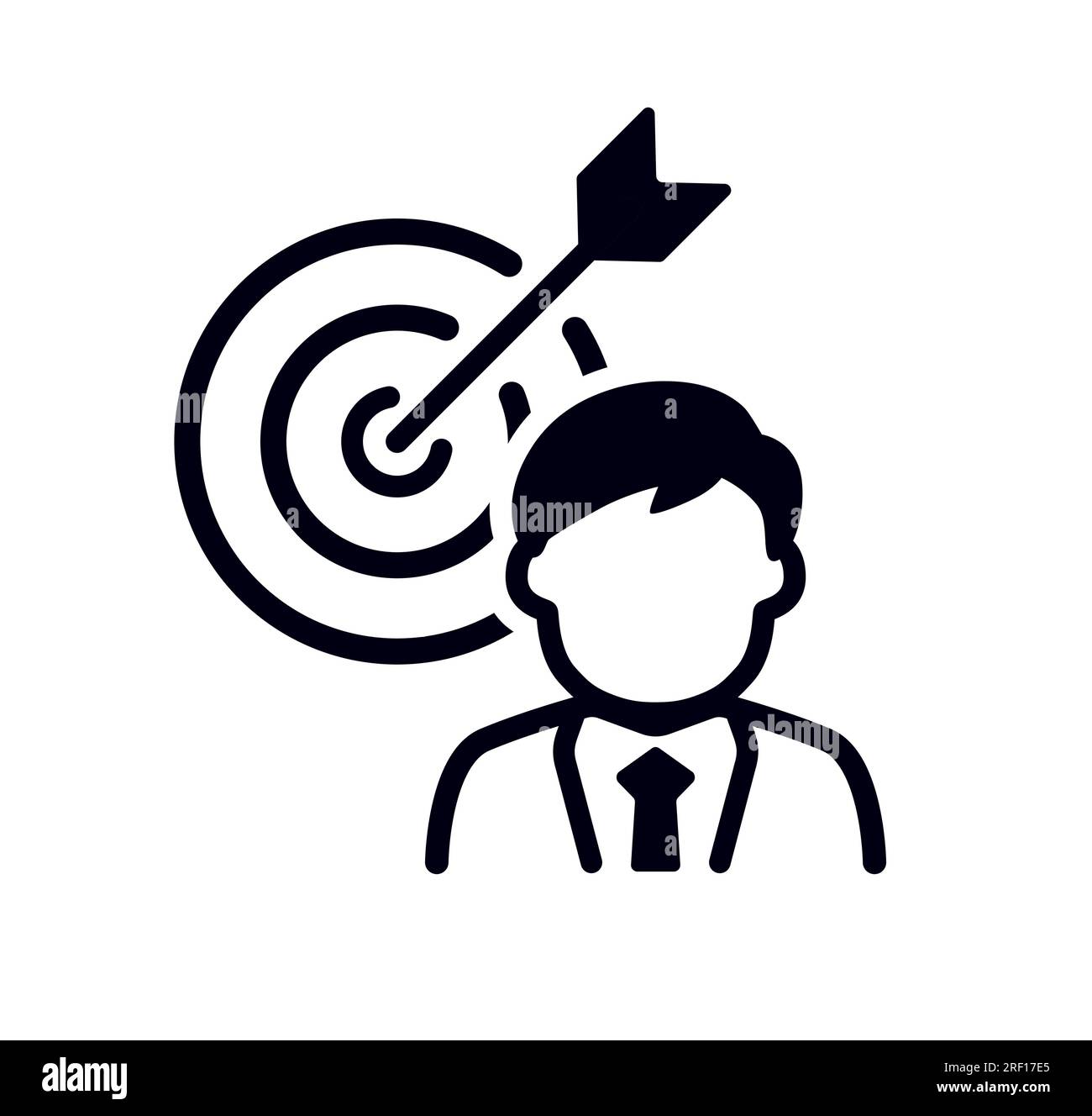 Businessman with target bullseye and arrow symbol for targeting and ...