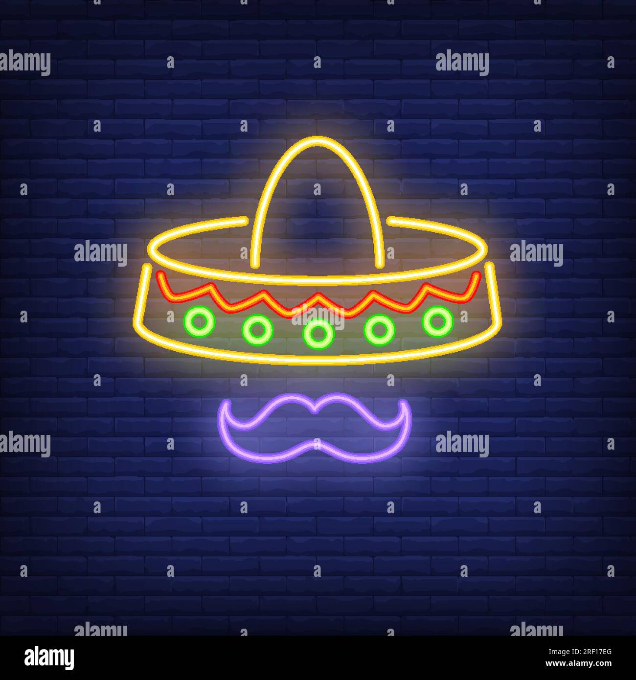 Sombrero and moustache neon sign Stock Vector Image & Art - Alamy