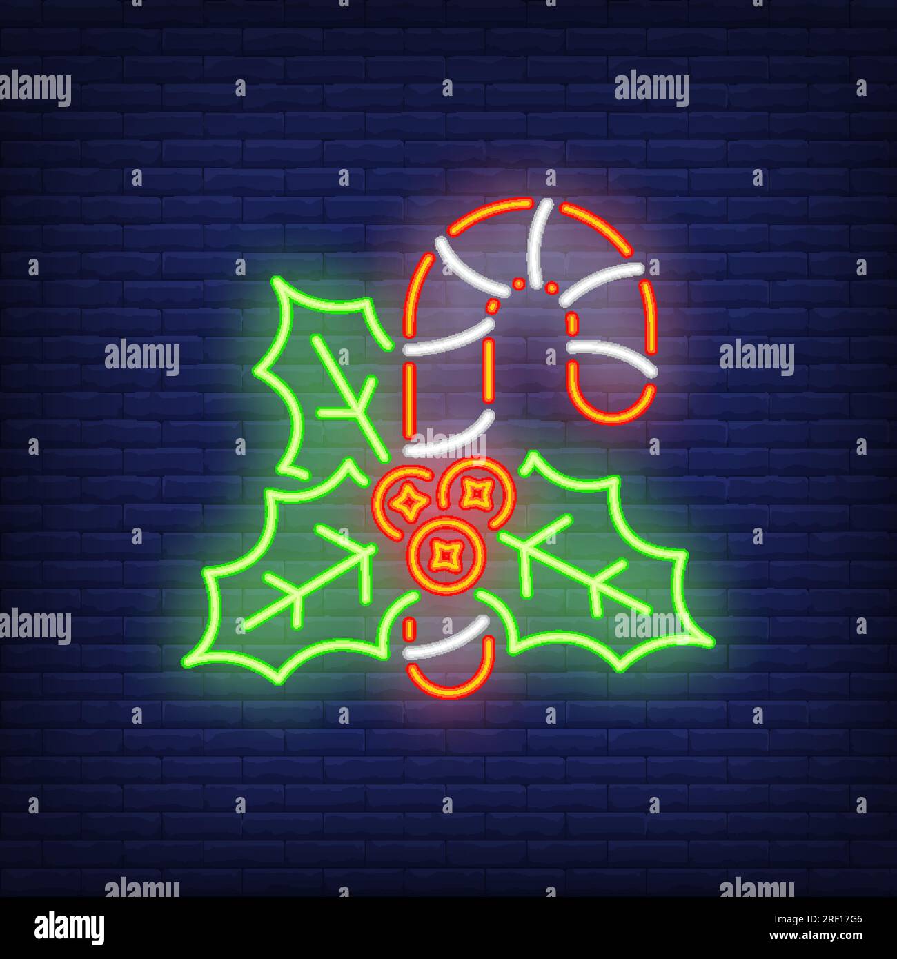 Candy cane and mistletoe neon sign Stock Vector Image & Art - Alamy