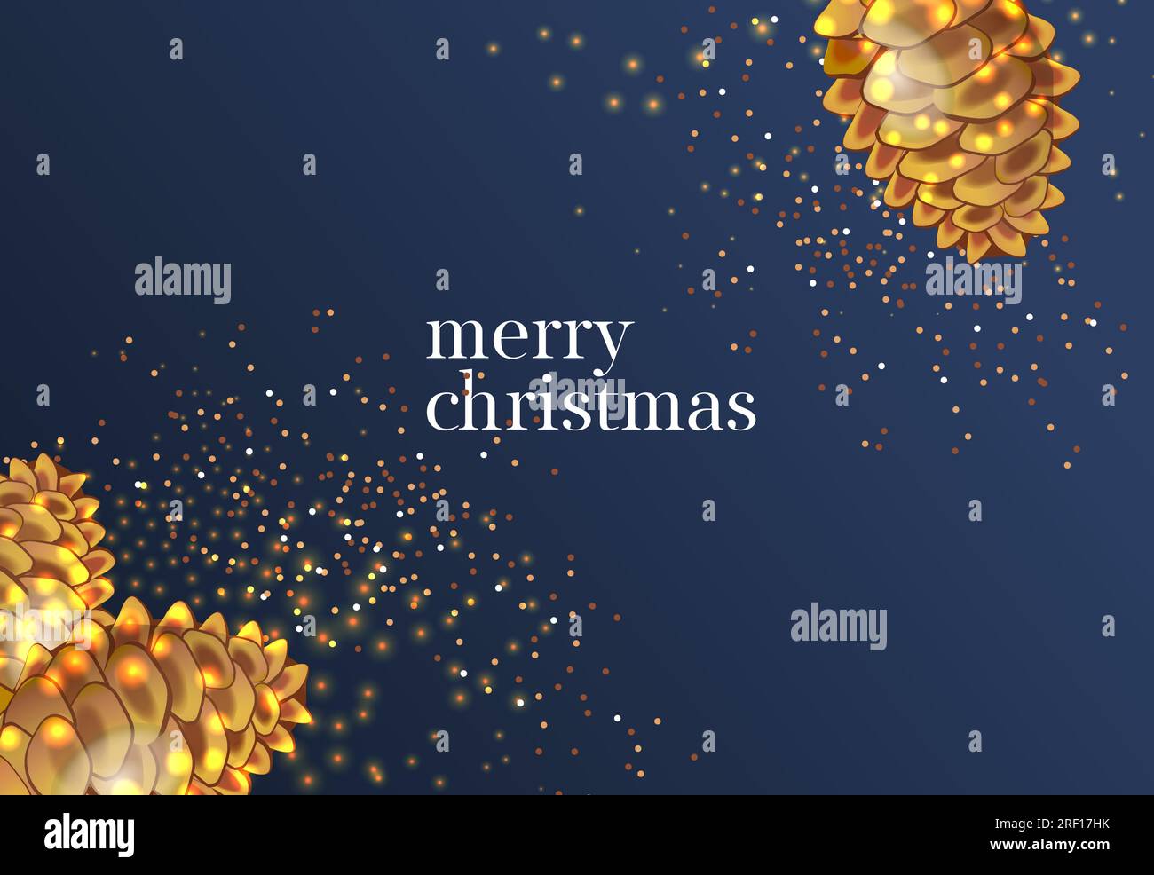 Merry Christmas lettering with gold cones Stock Vector Image & Art - Alamy