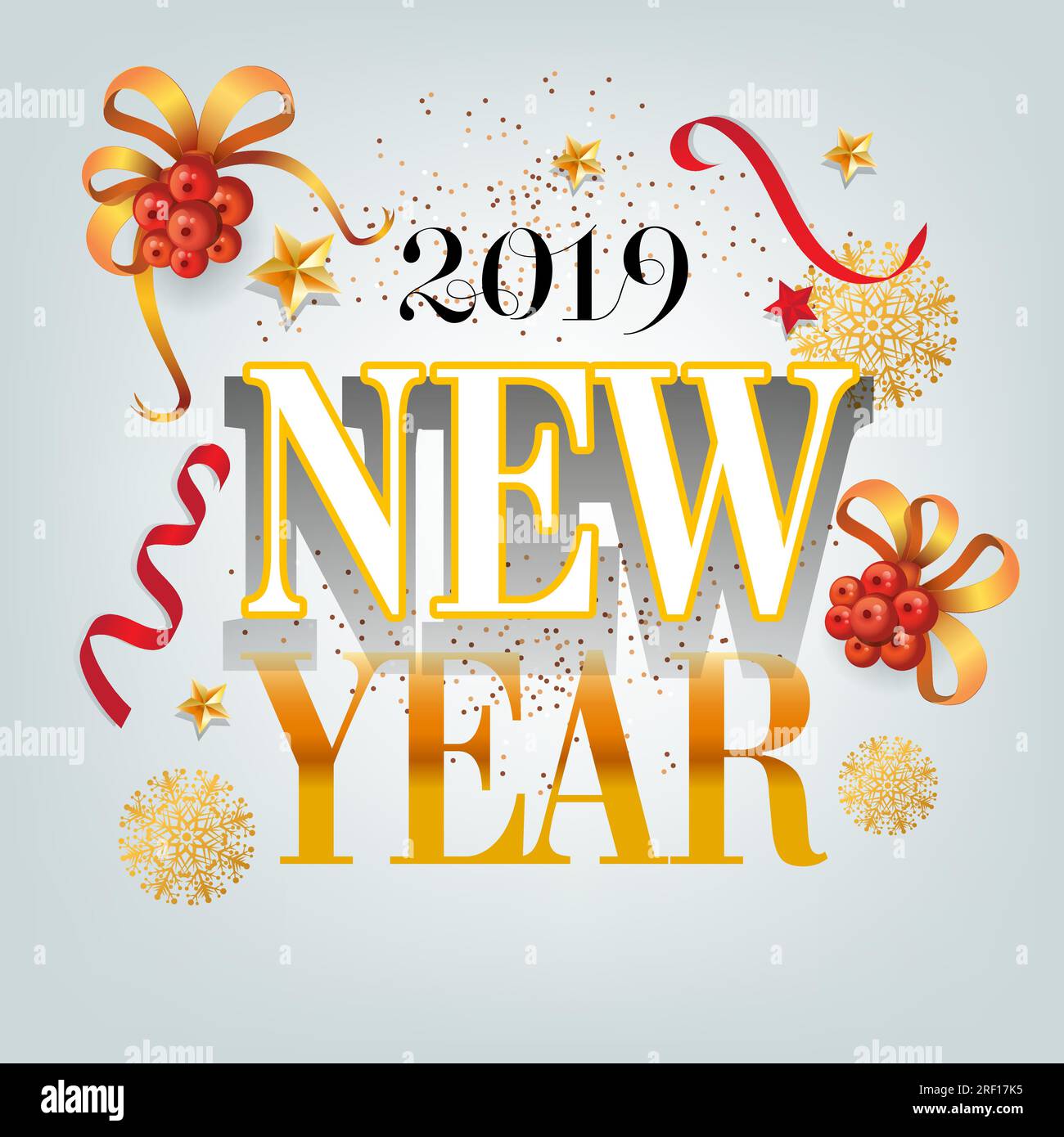 New Year greeting card design. Mistletoe berries Stock Vector Image ...