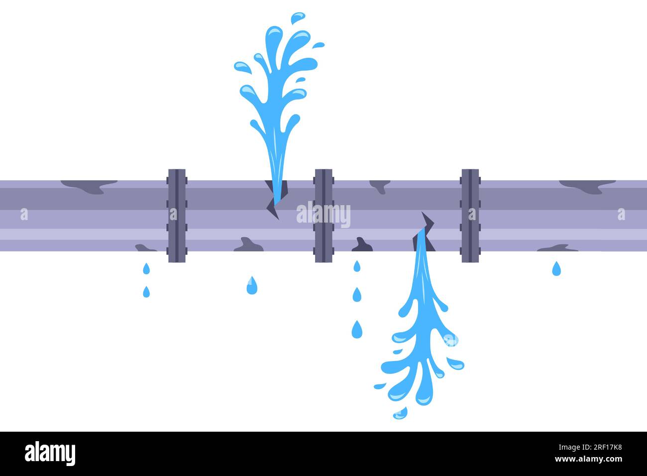 old leaking pipe. flooding in the apartment. flat vector illustration ...