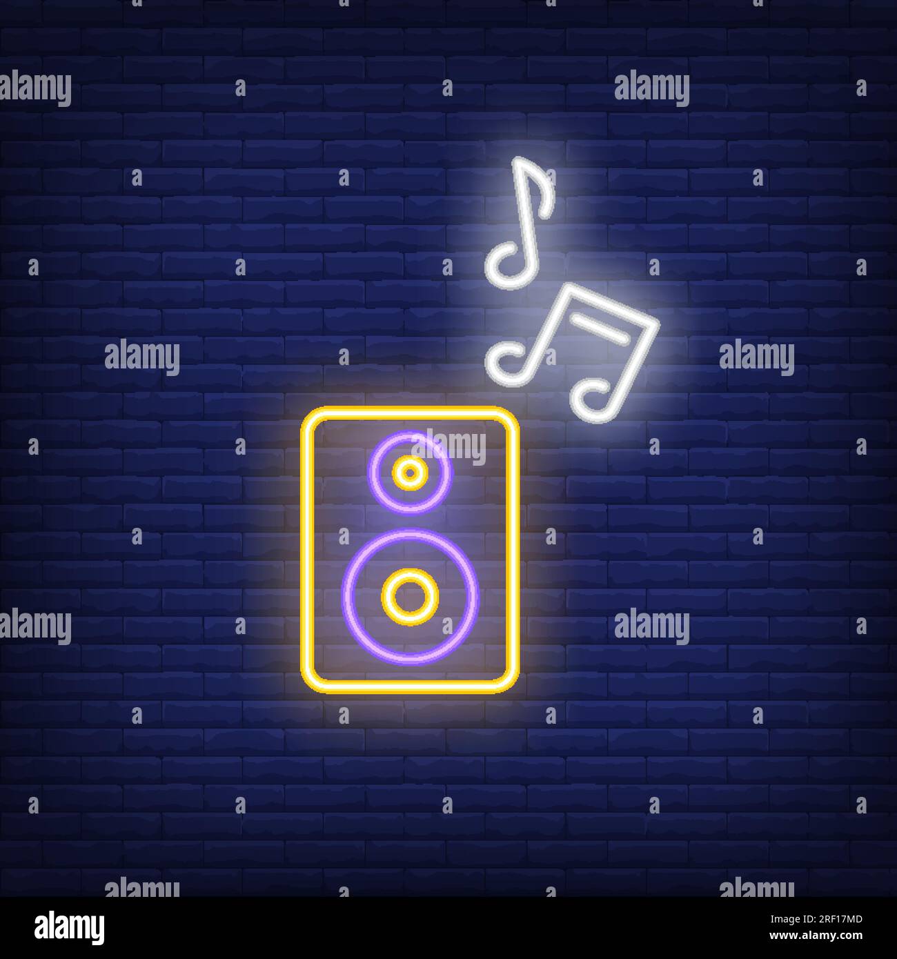 Speaker with music notes neon sign Stock Vector Image & Art - Alamy