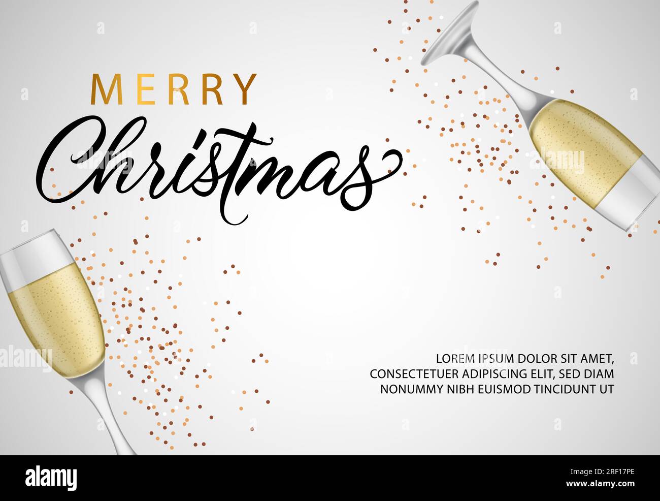 Merry Christmas banner design with Champagne flutes Stock Vector Image ...