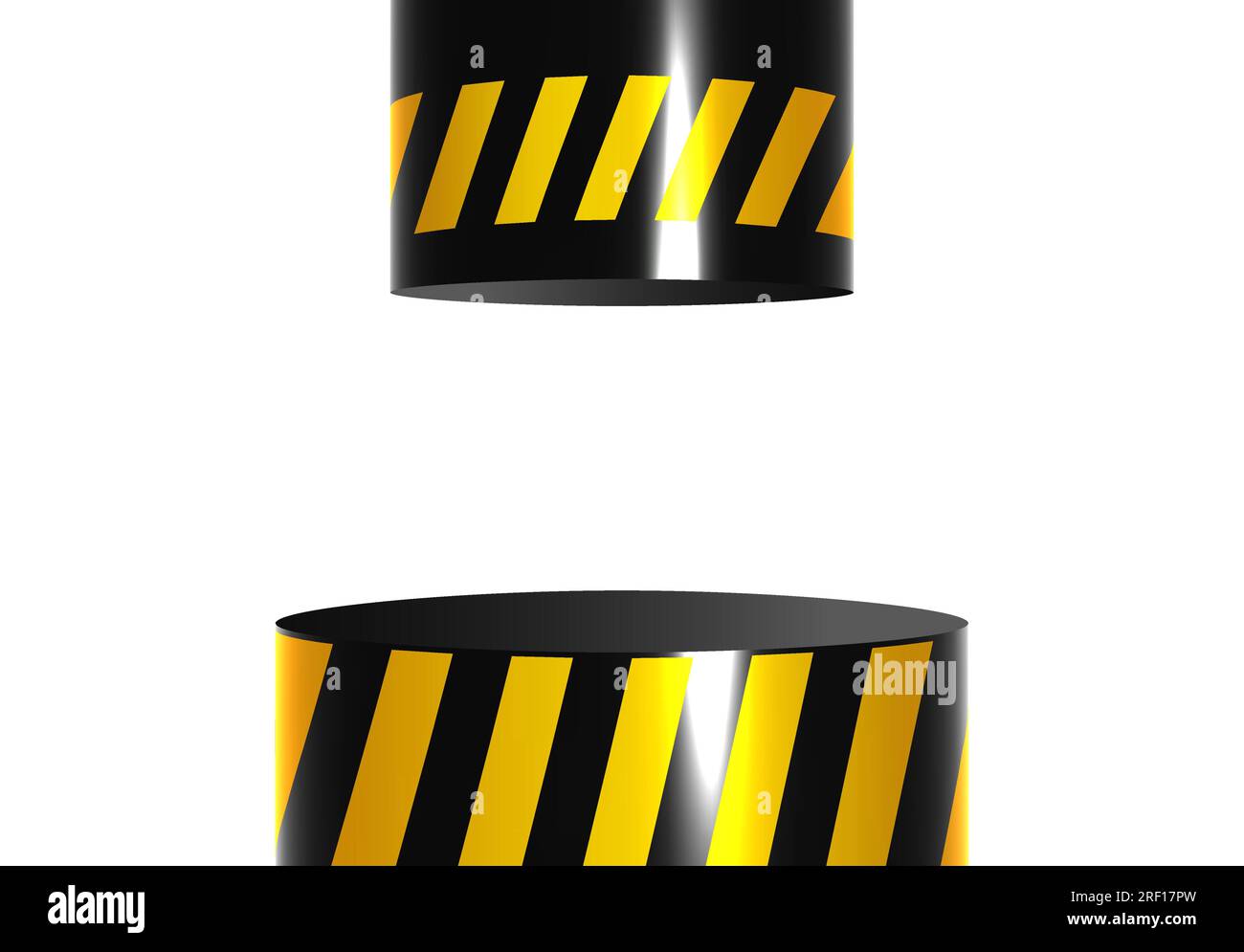 Hydraulic press close up. High pressure machine with orange safety ...