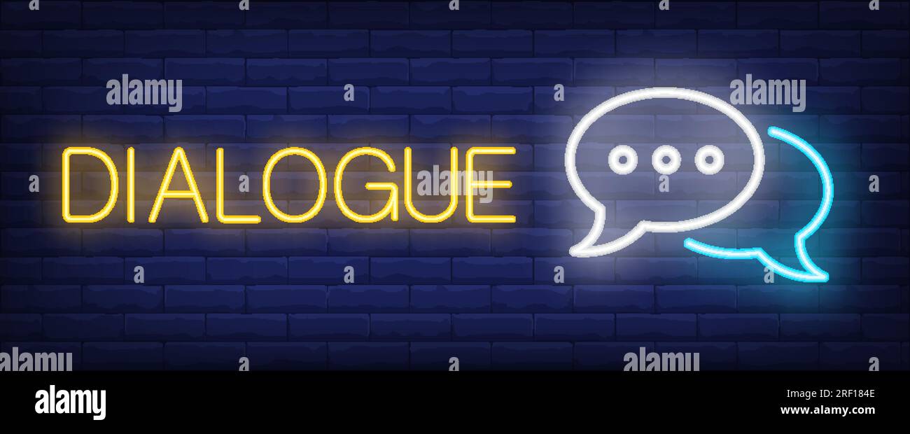 Dialogue neon sign Stock Vector Image & Art - Alamy
