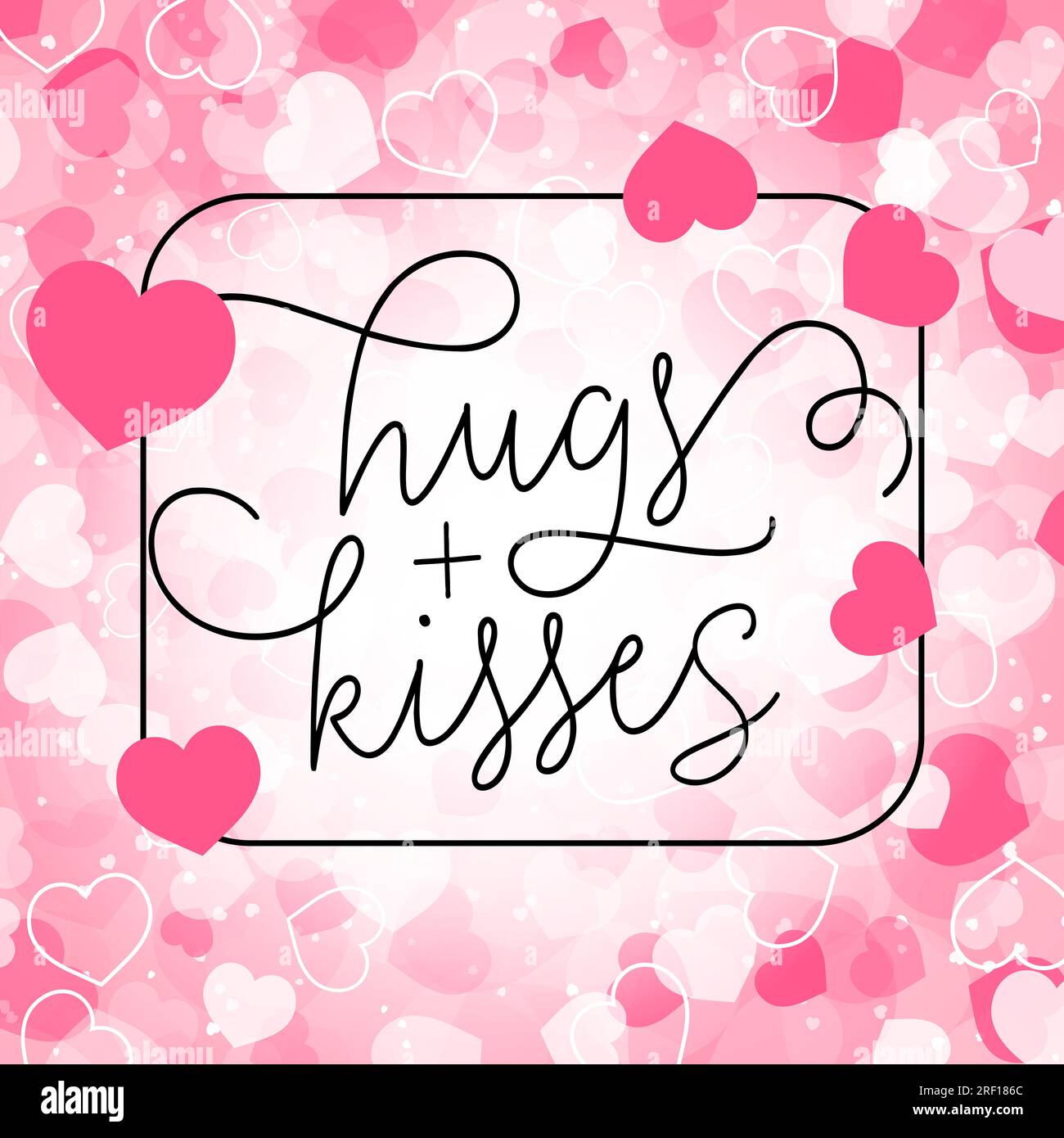 Hugs plus kisses lettering in border Stock Vector Image & Art - Alamy