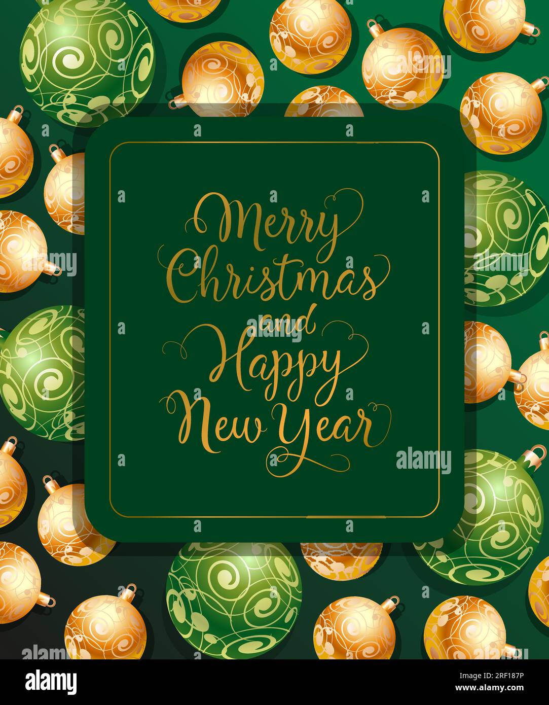 Merry Christmas lettering in frame with baubles Stock Vector Image ...
