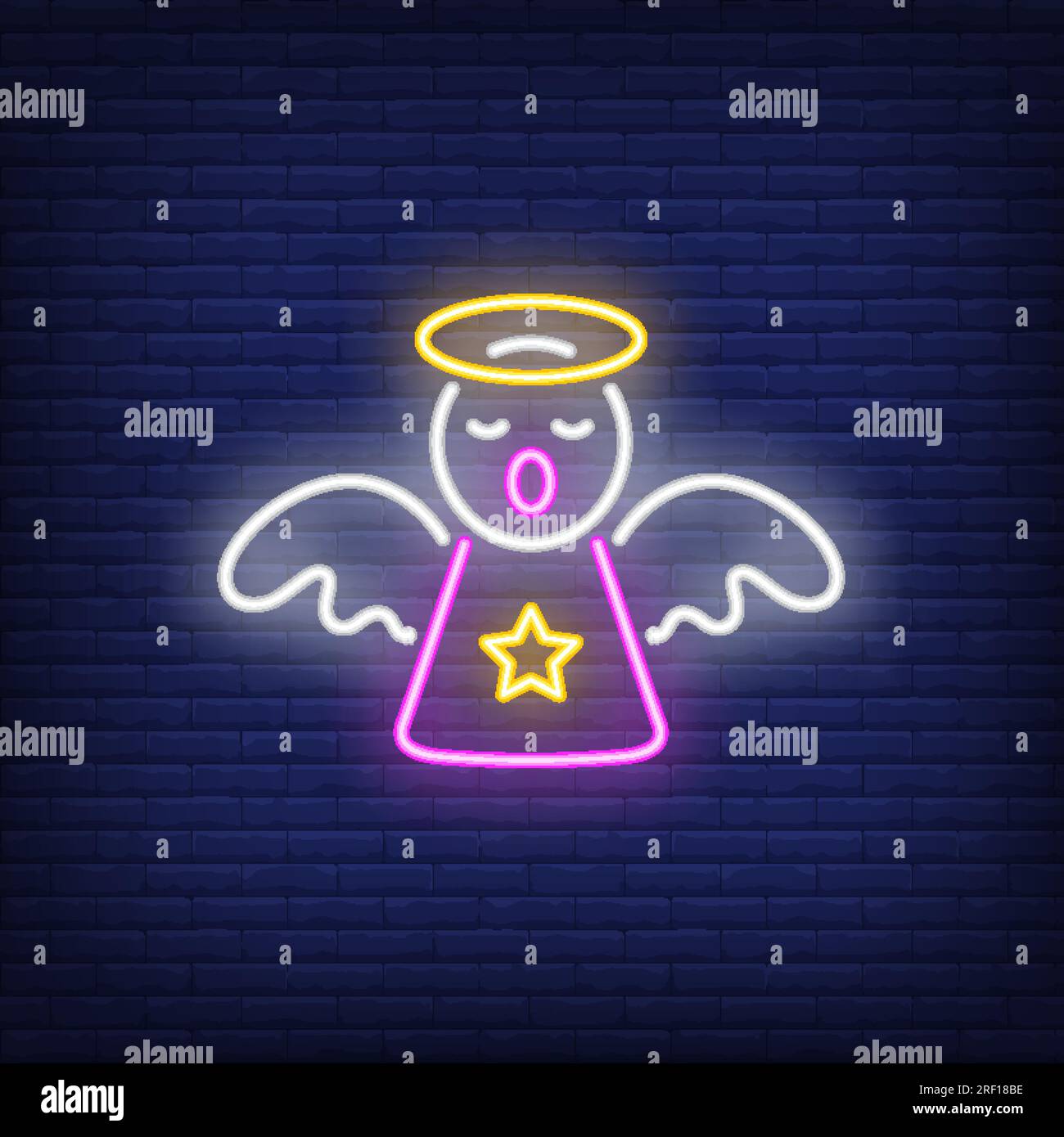 Angel with nimbus neon sign Stock Vector Image & Art - Alamy