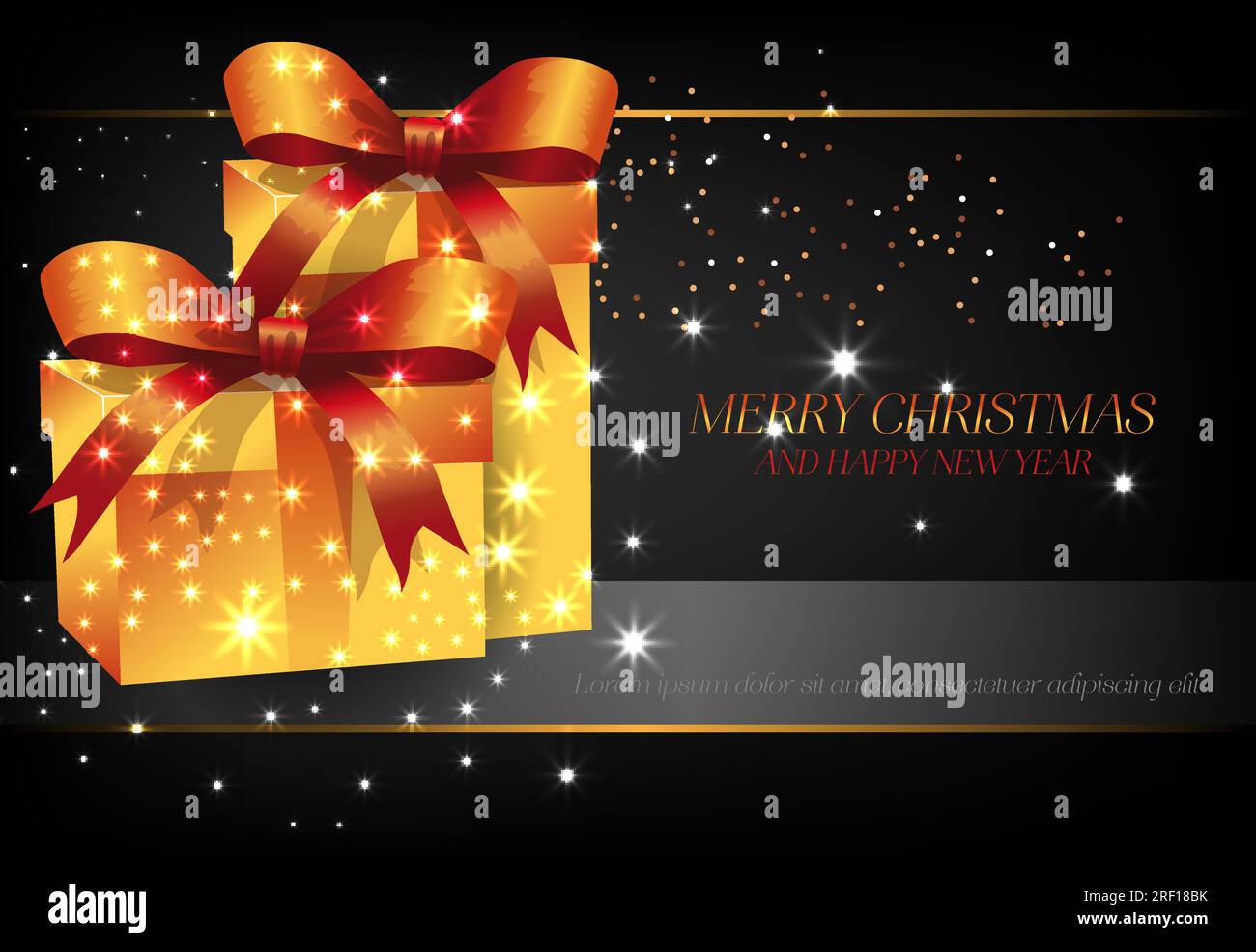 Merry Christmas with yellow gift boxes poster design Stock Vector Image ...