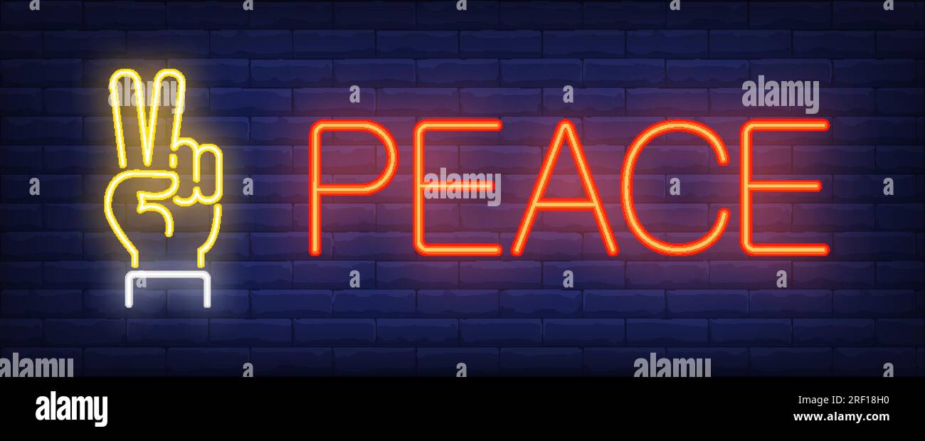 Peace neon sign Stock Vector Image & Art - Alamy