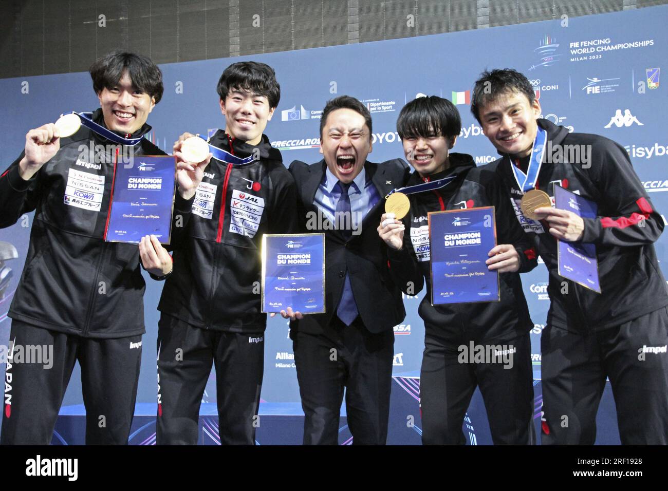 Japan's Kenta Suzumura (far L), Takahiro Shikine (2nd from L), Kazuki ...