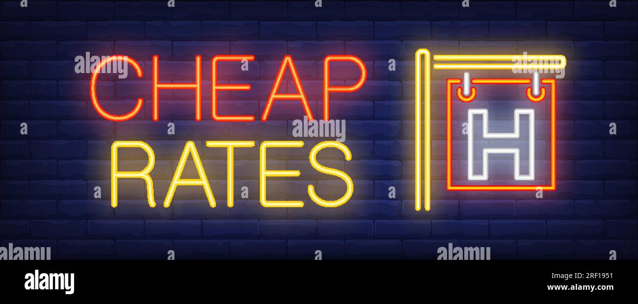 Cheap rates neon sign Stock Vector Image & Art - Alamy