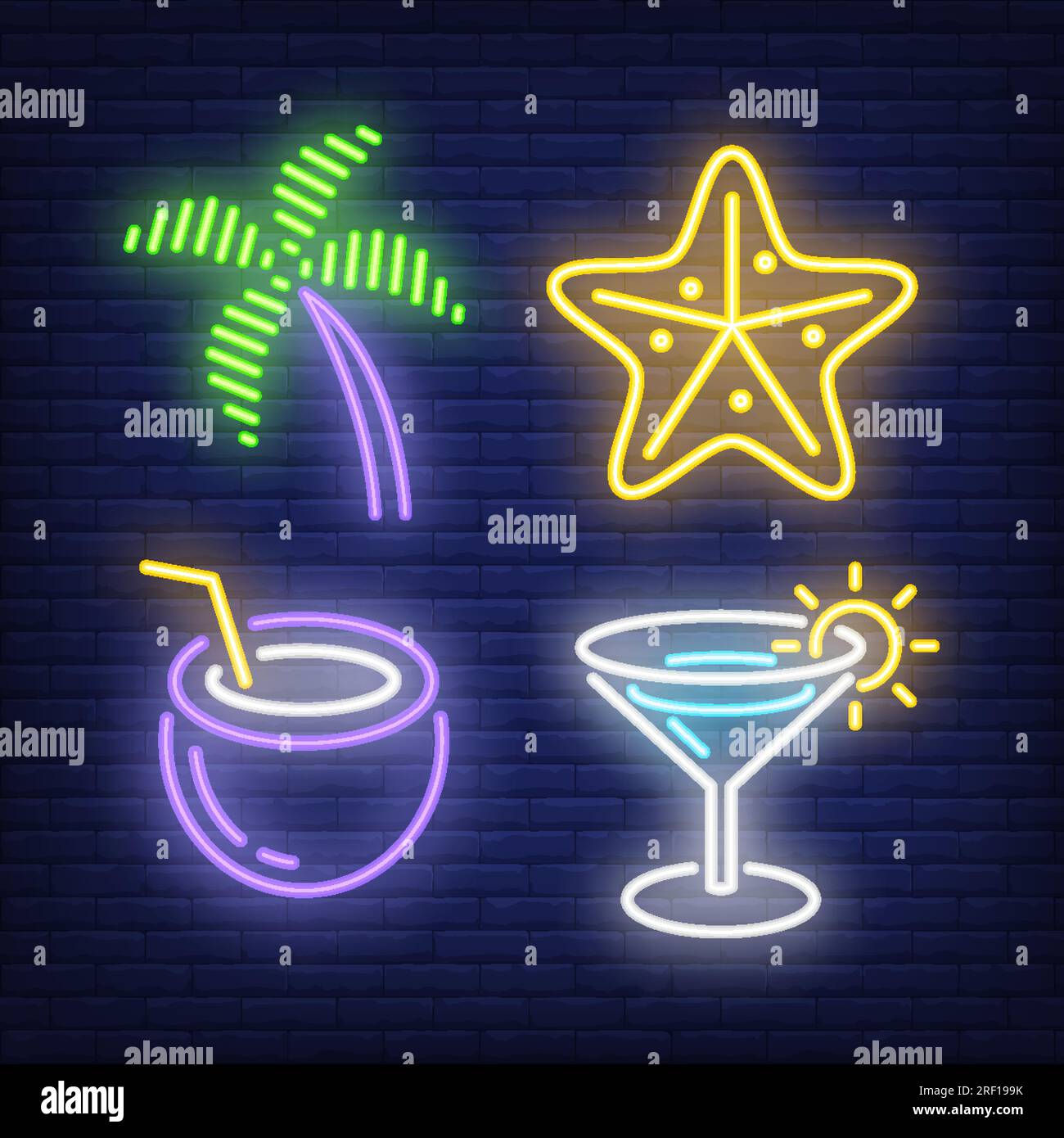 Tropical vacation neon sign set Stock Vector Image & Art - Alamy