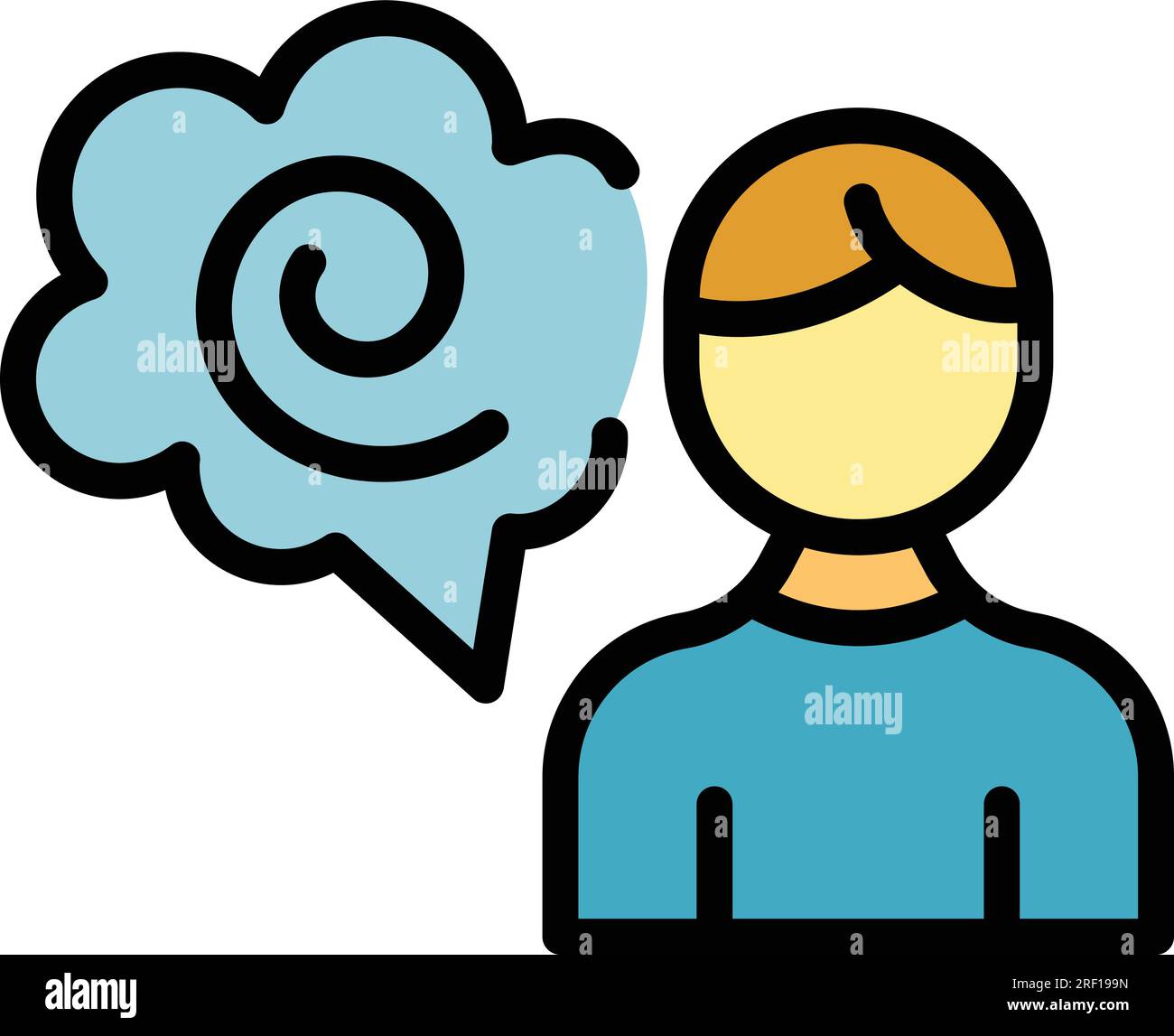 Thinking icon outline vector. Therapy support. Self advice color flat ...