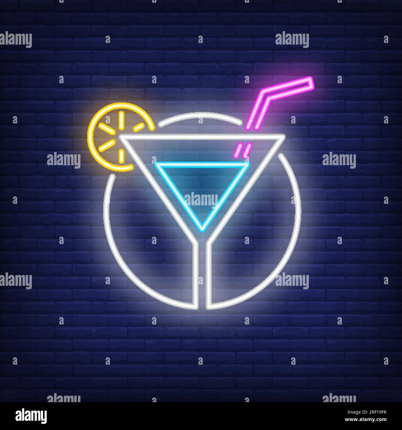 Cocktail with straw neon sign Stock Vector Image & Art - Alamy