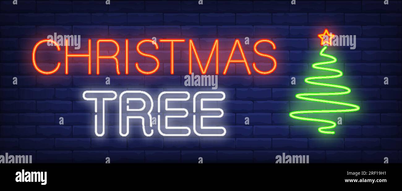 Christmas tree neon sign Stock Vector Image & Art - Alamy