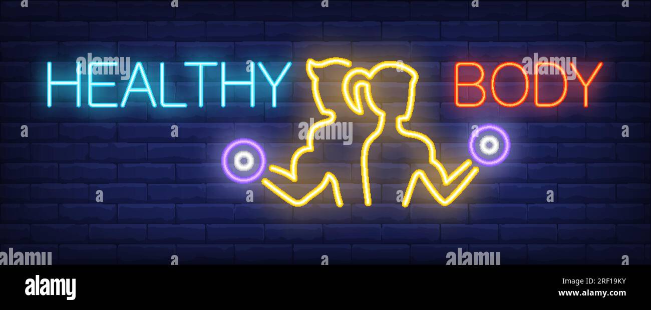 Healthy body neon sign Stock Vector Image & Art - Alamy