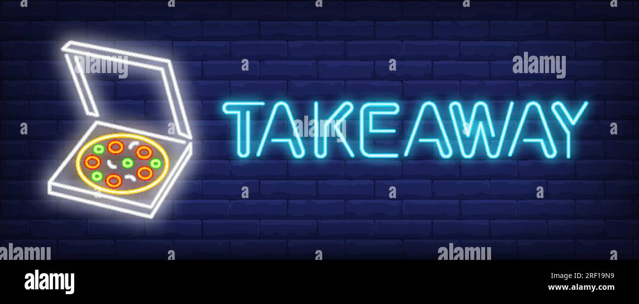 Takeaway neon food sign Stock Vector Images - Alamy