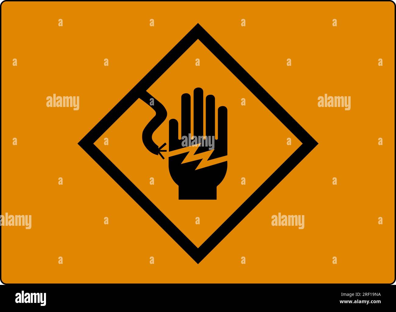 High Voltage Warning Sign Electrical Symbol Hand Shock Stock Vector ...